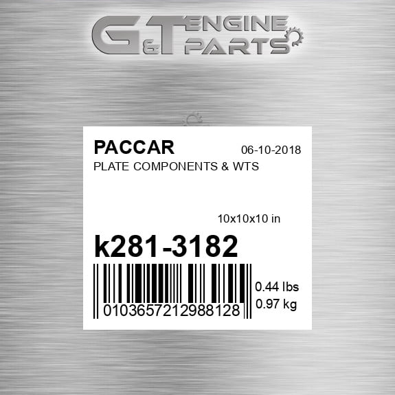 K281-3182 PLATE COMPONENTS & WTS fits Paccar (New OEM) - Walmart.com