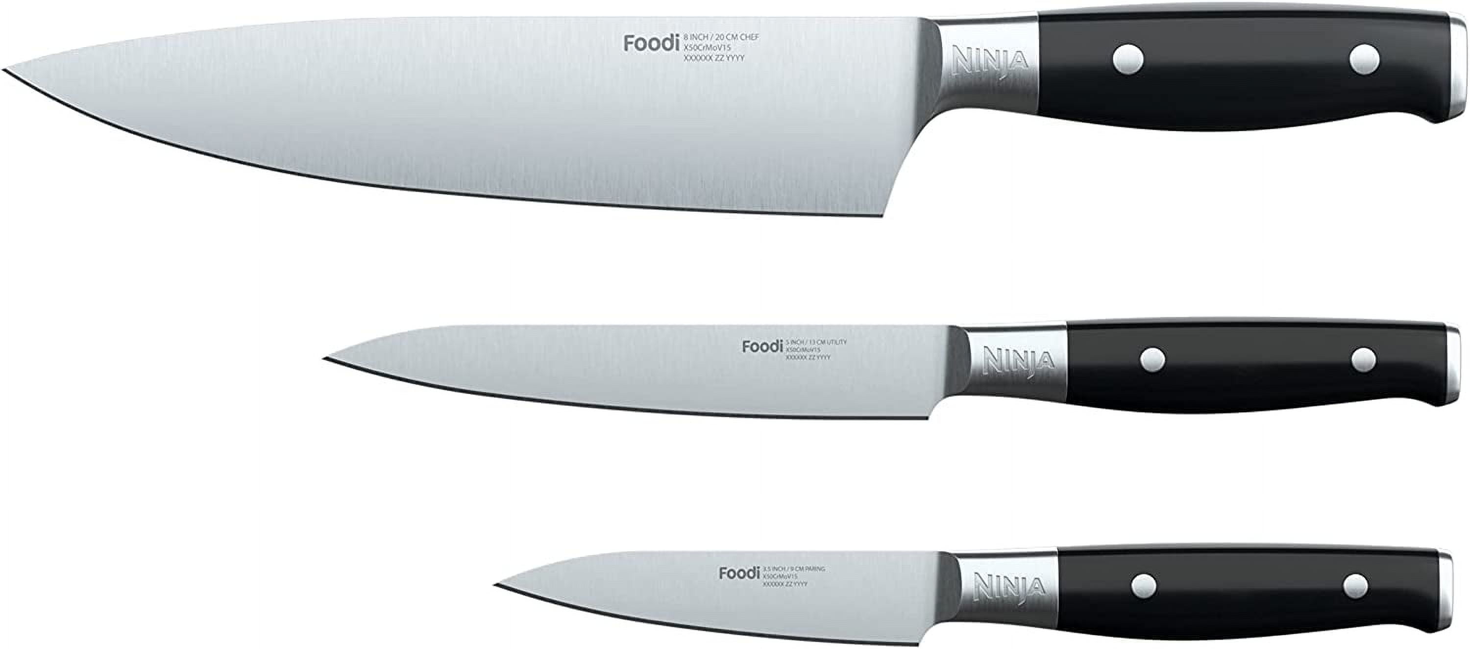 K32003 Foodi NeverDull System 3-Piece Chef Knife, Utility Knife & Paring Knife Set, Premium ...