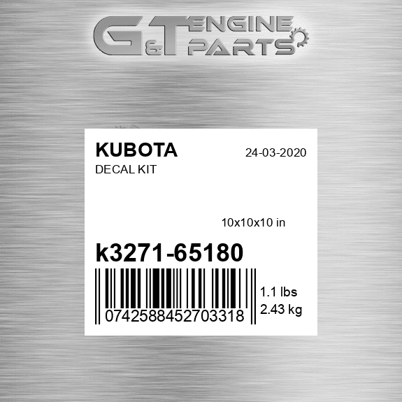 K3271-65180 DECAL KIT fits KUBOTA (New OEM) - Walmart.com