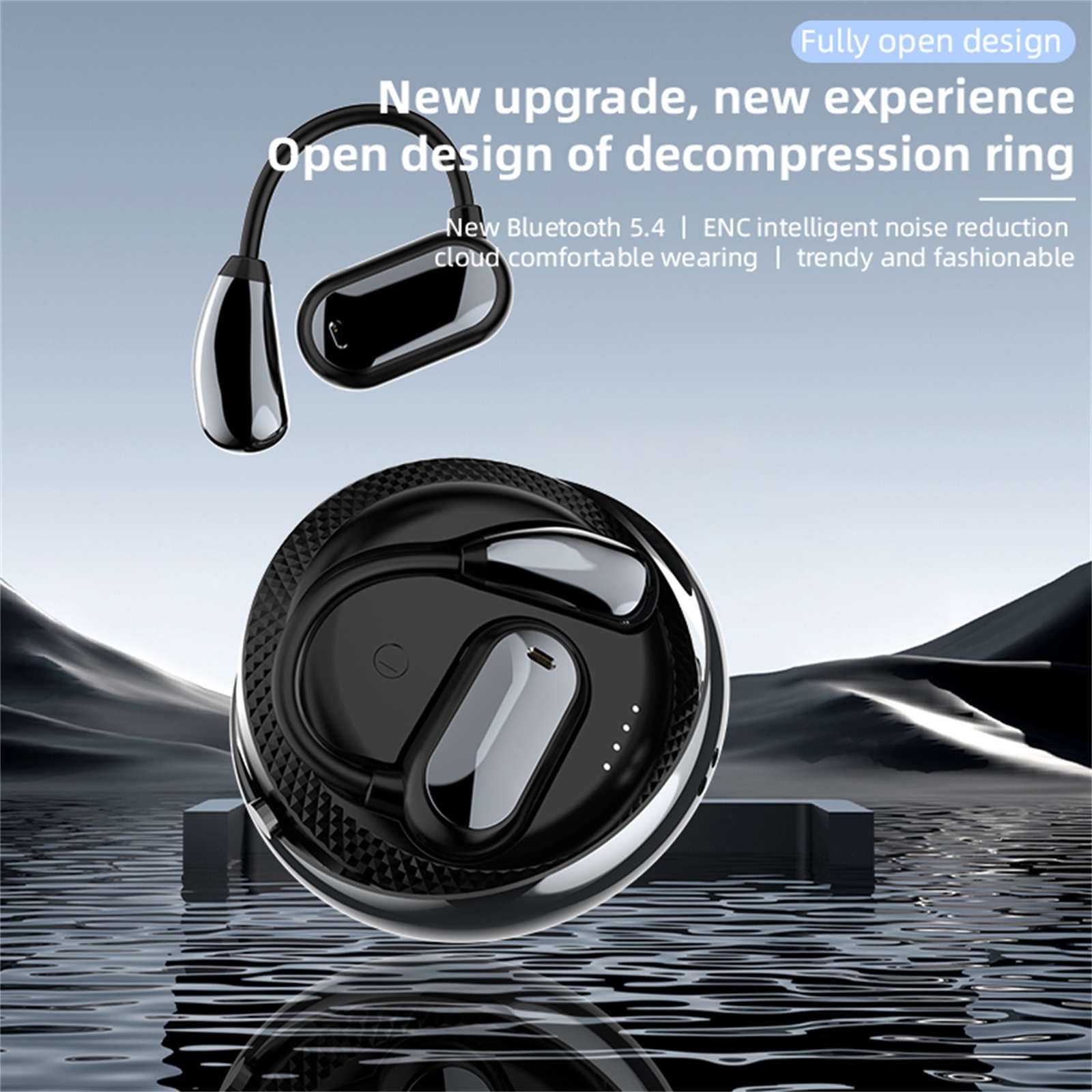K33 Ear Mounted Noise Reduction AI Intelligent Translation Headset Air Conduction Wireless Non ...