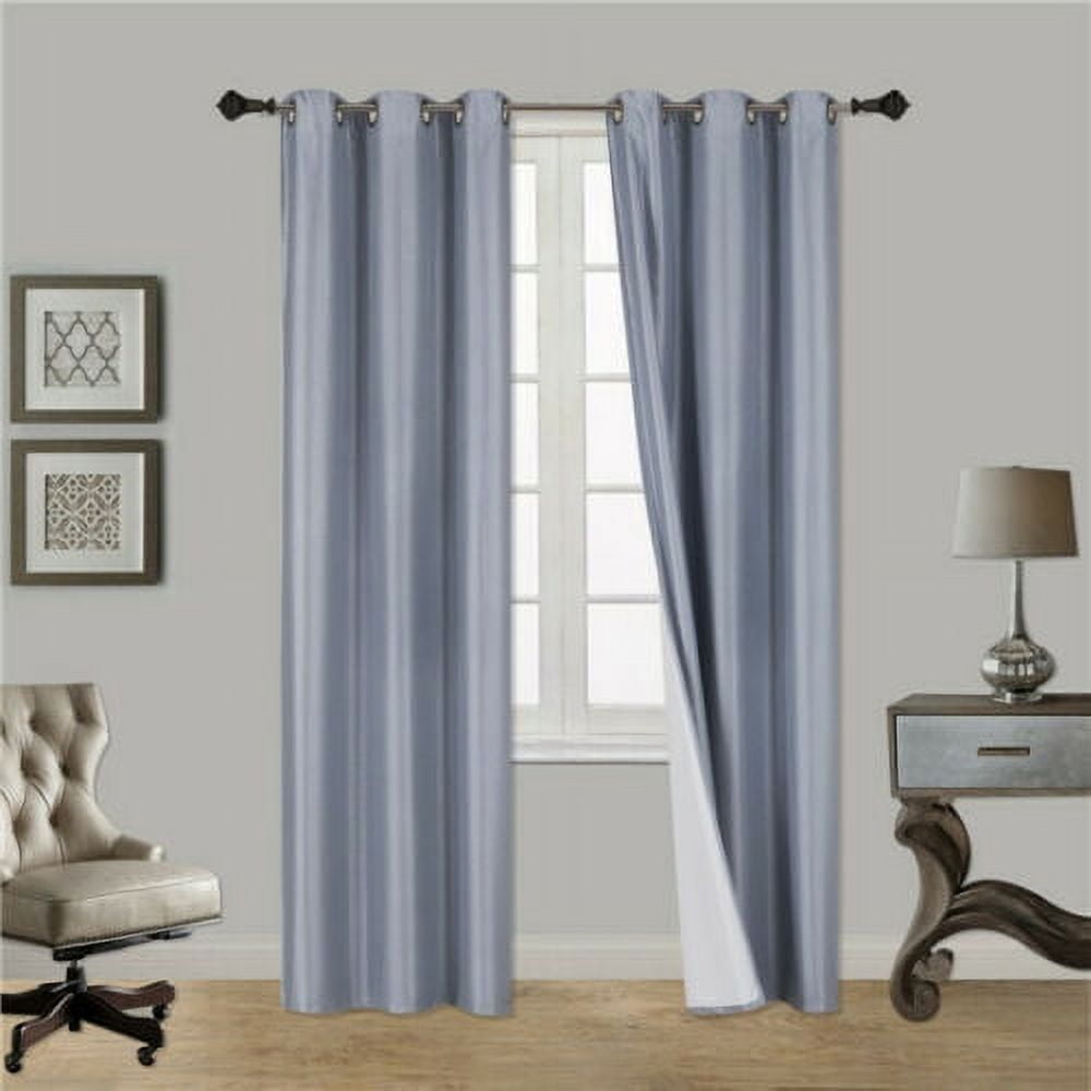SAMIMPORT-2011 Faux Silk Slate Blue Blackout Curtains, 35” x 84” - Walmart.com
