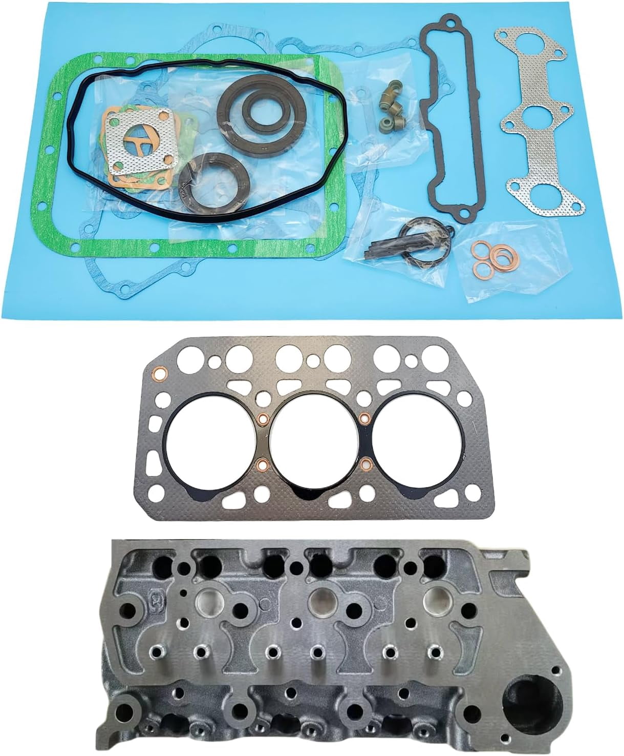 K3E Cylinder Head + 1 Set Full Gasket Kit For Mitsubishi K3E Engine For ...