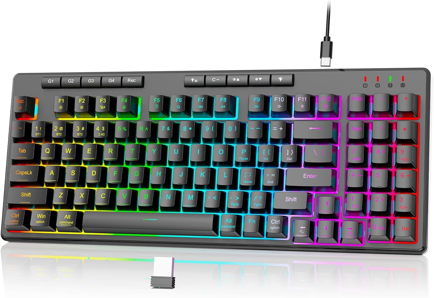 K517 Gaming Keyboard, Backlit, Tri-Mode BT/2.4GHz/-C, Mechanical Feel ...