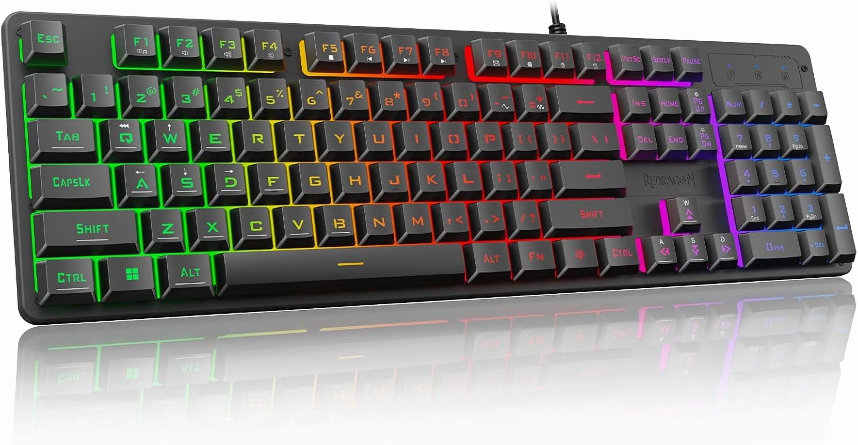 K521 Upgrade Rainbow LED Gaming Keyboard, 104 Keys Wired Mechanical ...