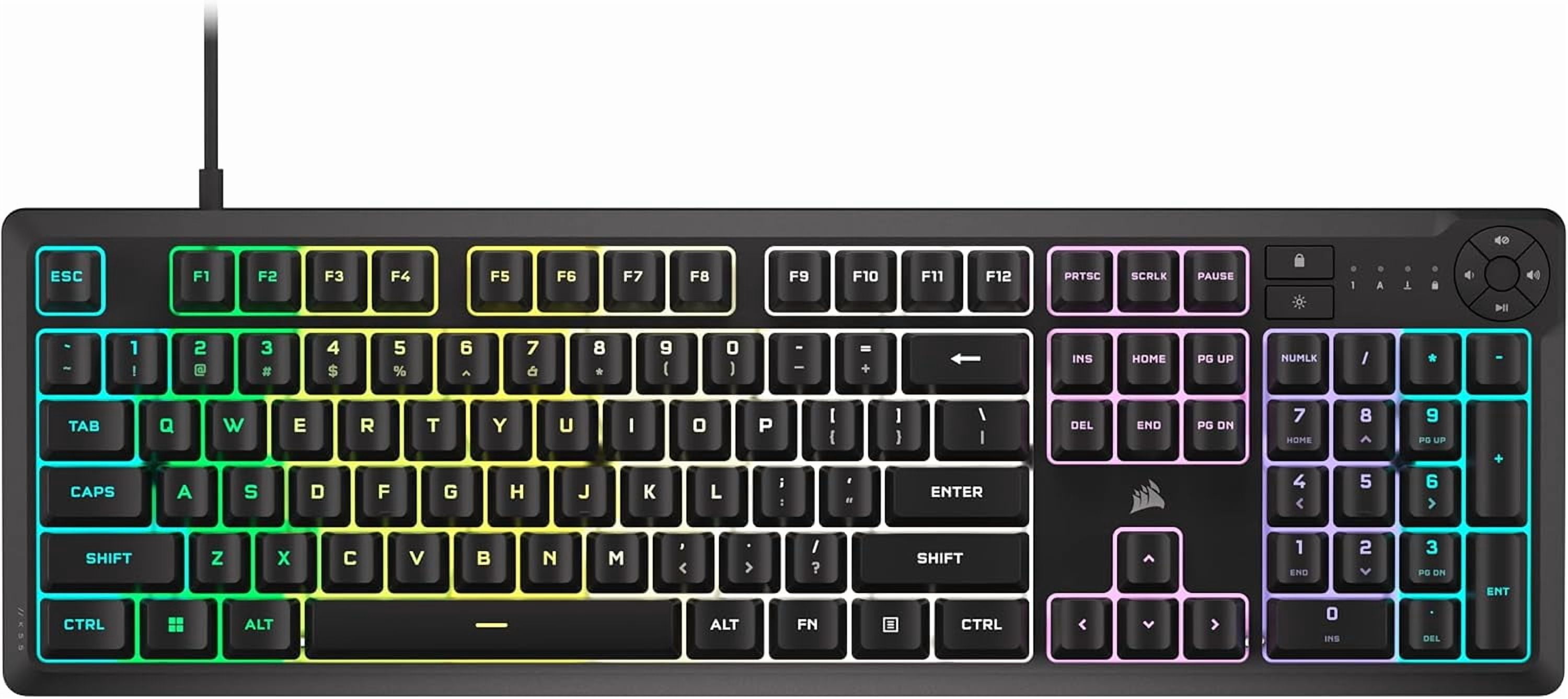 K55 CORE RGB Membrane Wired Gaming Keyboard – QWERTY US Layout – Quiet ...