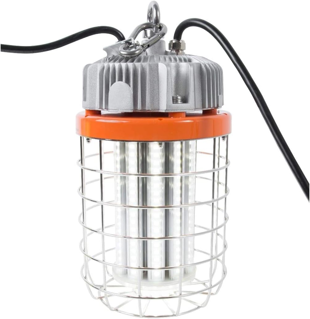 K560 60-Watt Temporary LED Luminaire Plug-in Work Light, 7500LM, 5000K, Stainless Steel Cage ...