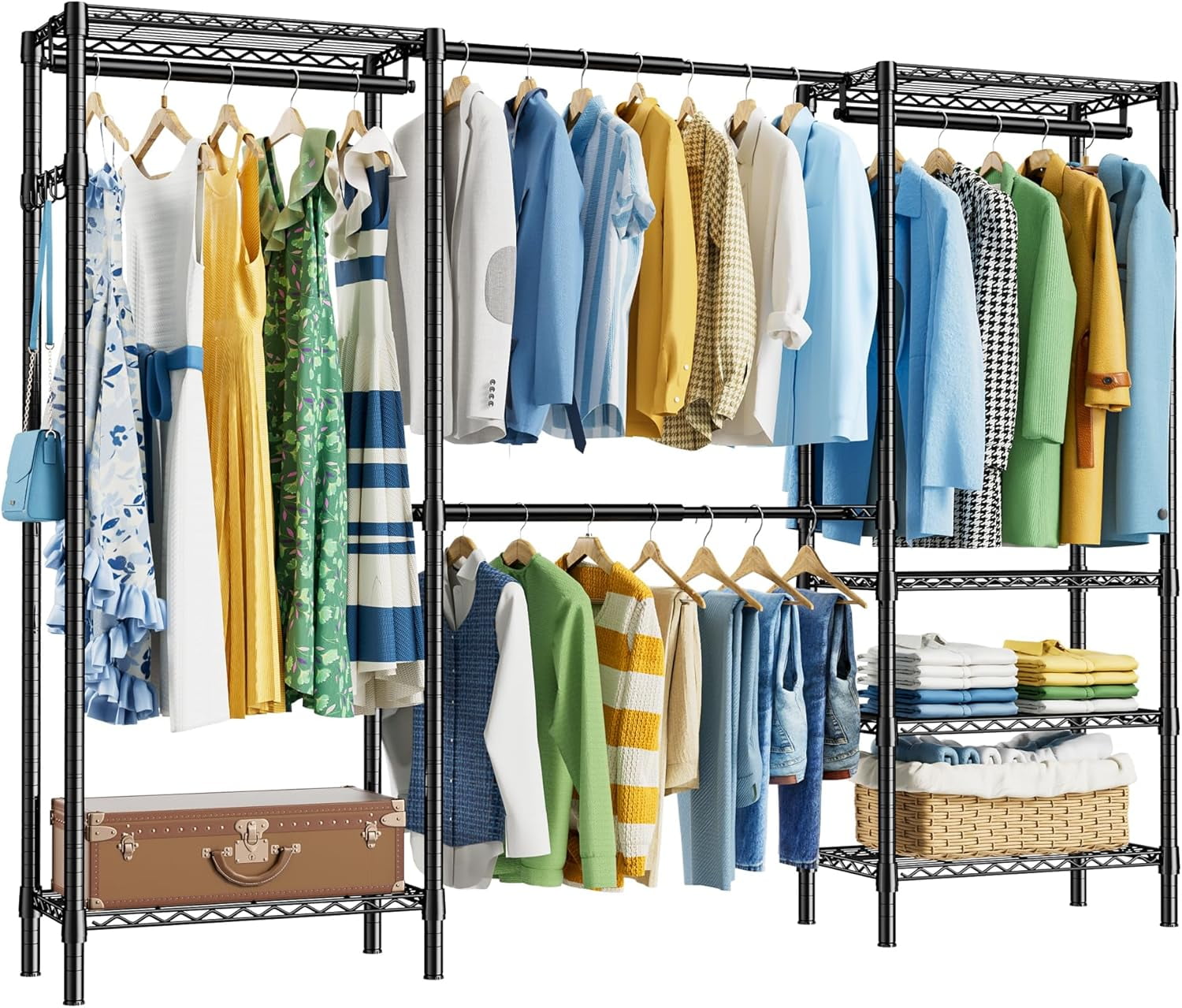 K6 Heavy Duty Closet Clothes Rack, 6 Tiers Adjustable Metal ...
