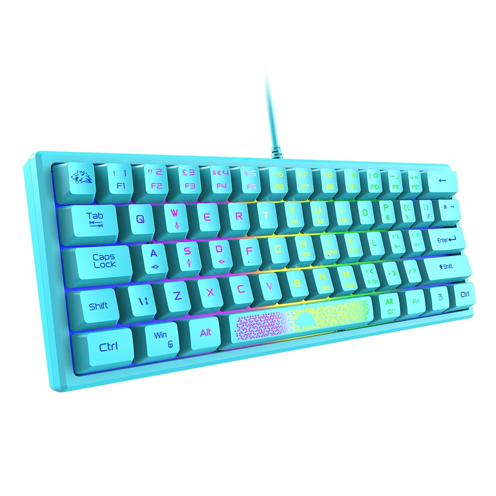 K61 RGB Wired Keyboard 60 Percent 62 Keys Ergonomic Gaming Keyboard ...