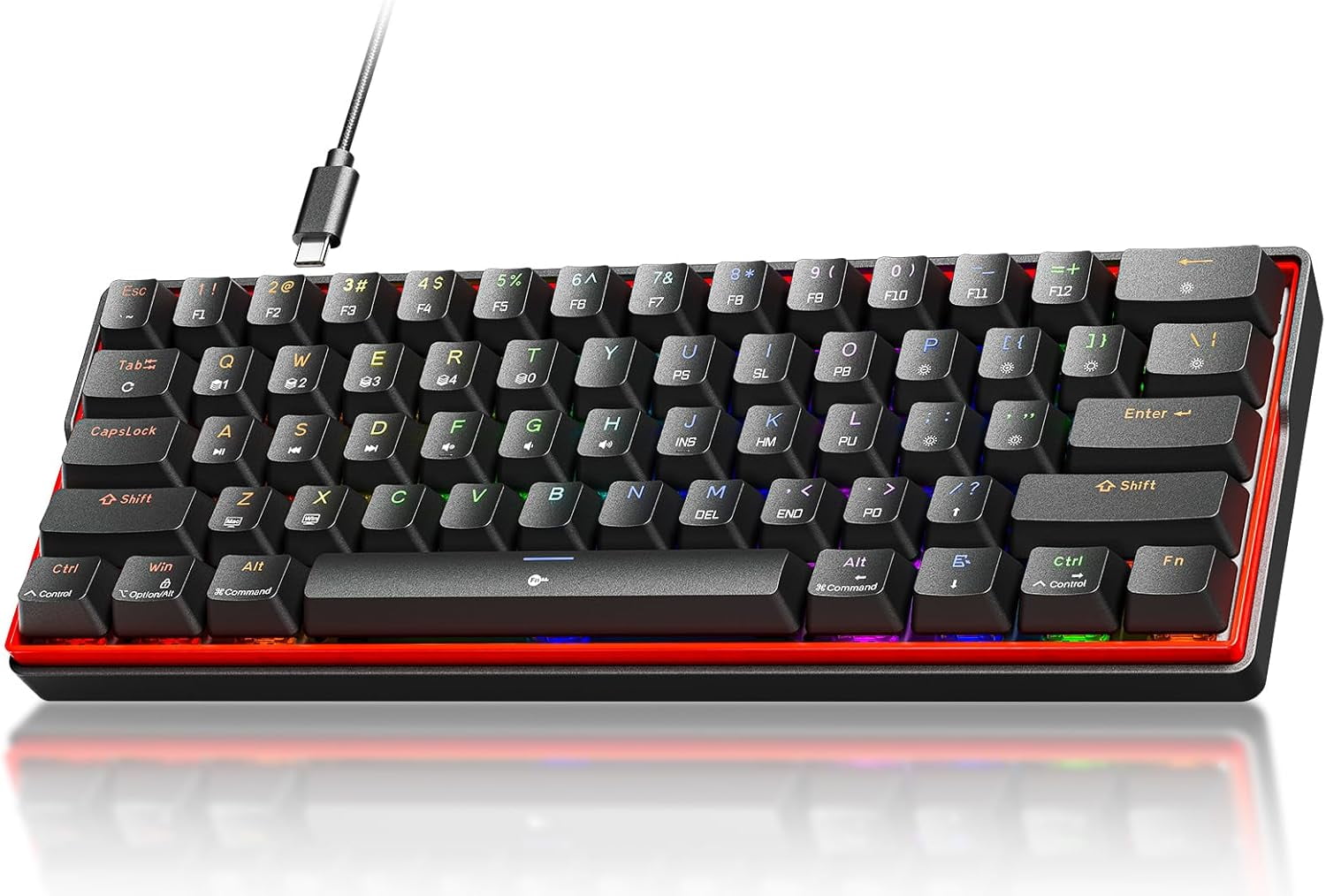 K61SE Gaming Mechanical Keyboard, 60 Percent Wired Backlit N-Key ...