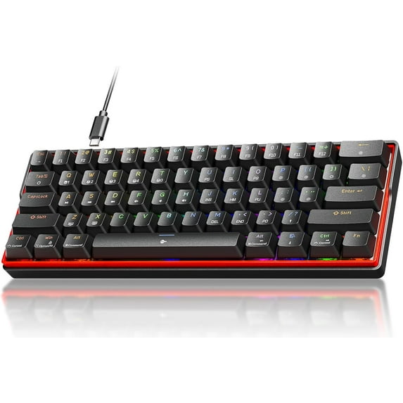 K61SE Gaming Mechanical Keyboard, 60 Percent Wired Backlit N-Key ...