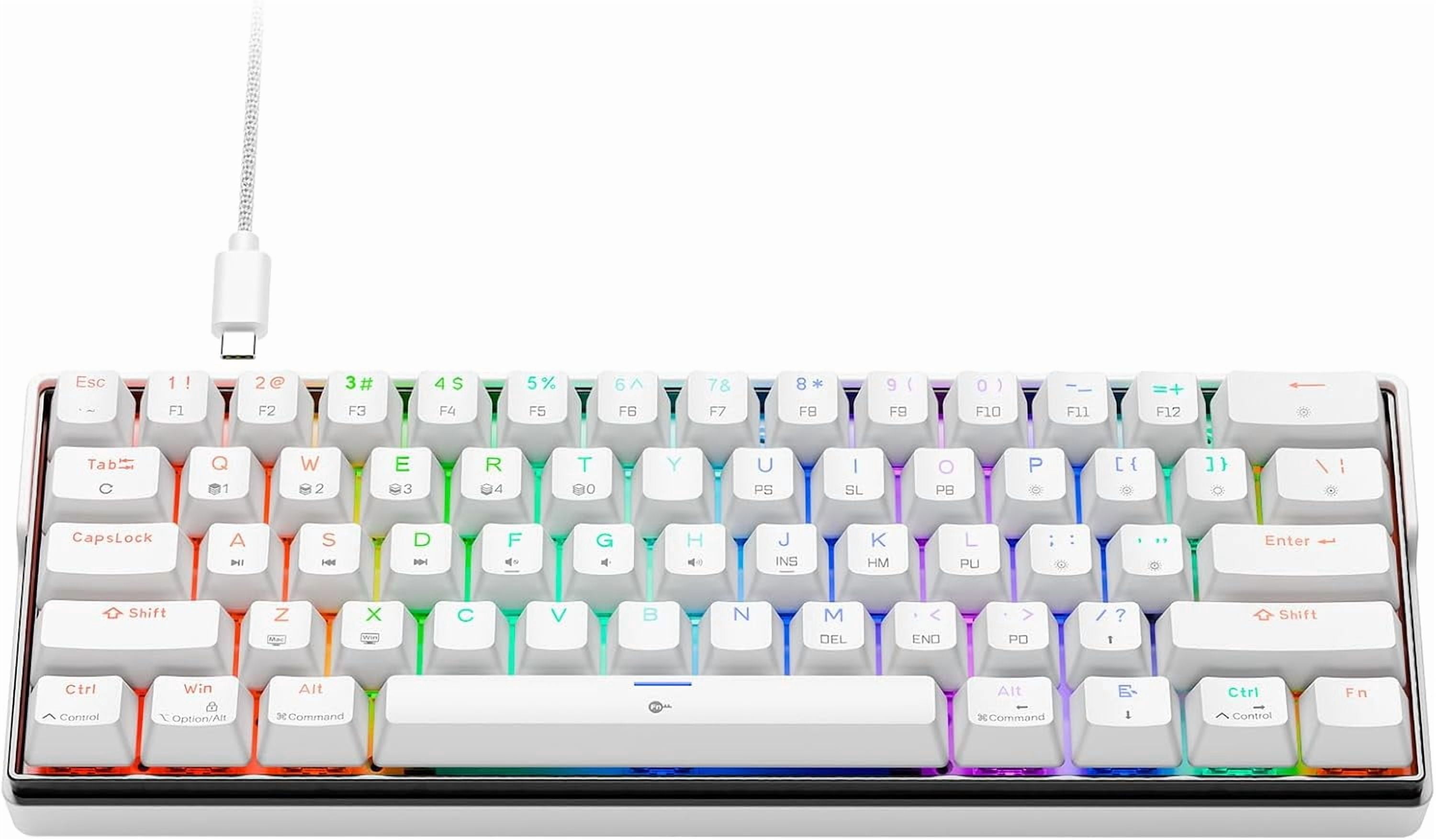 K61SE Gaming Mechanical Keyboard, 60 Percent Wired RGB Backlit N-Key ...