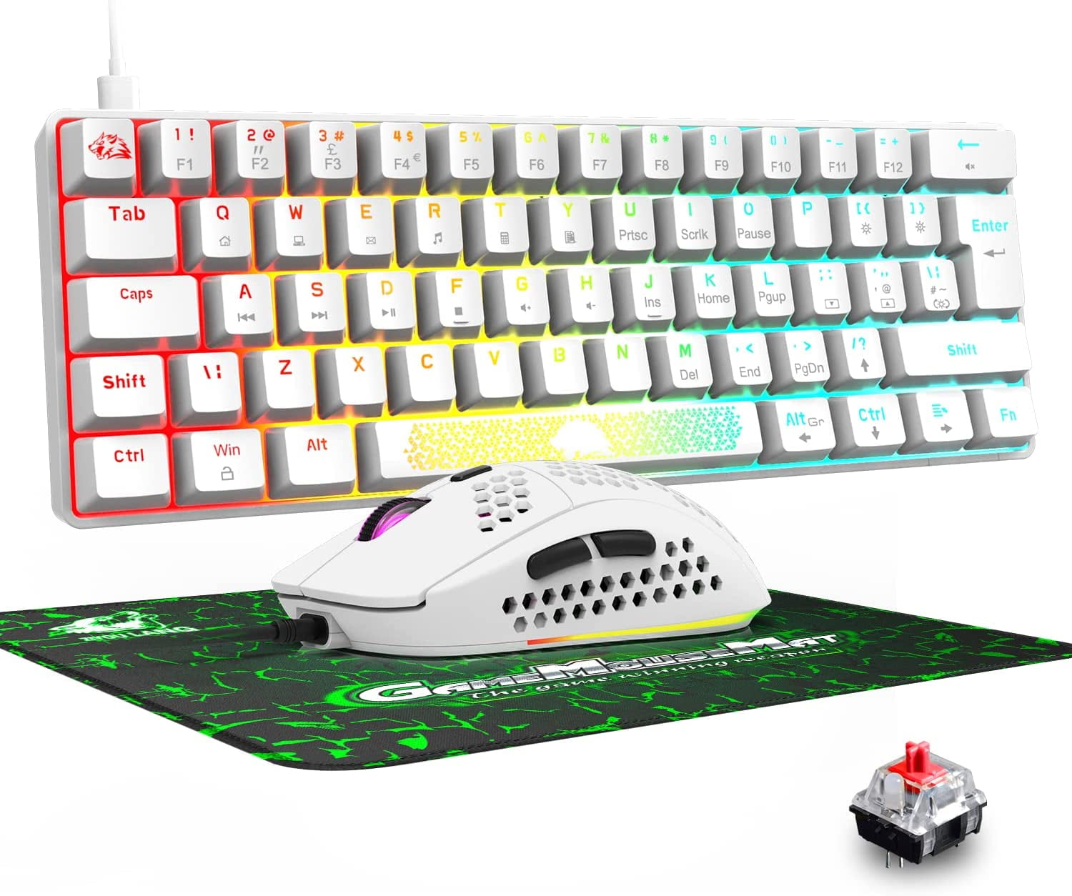 K65 Pro 60% Gaming Keyboard and Mouse Combo Small Mini RGB Backlight ...