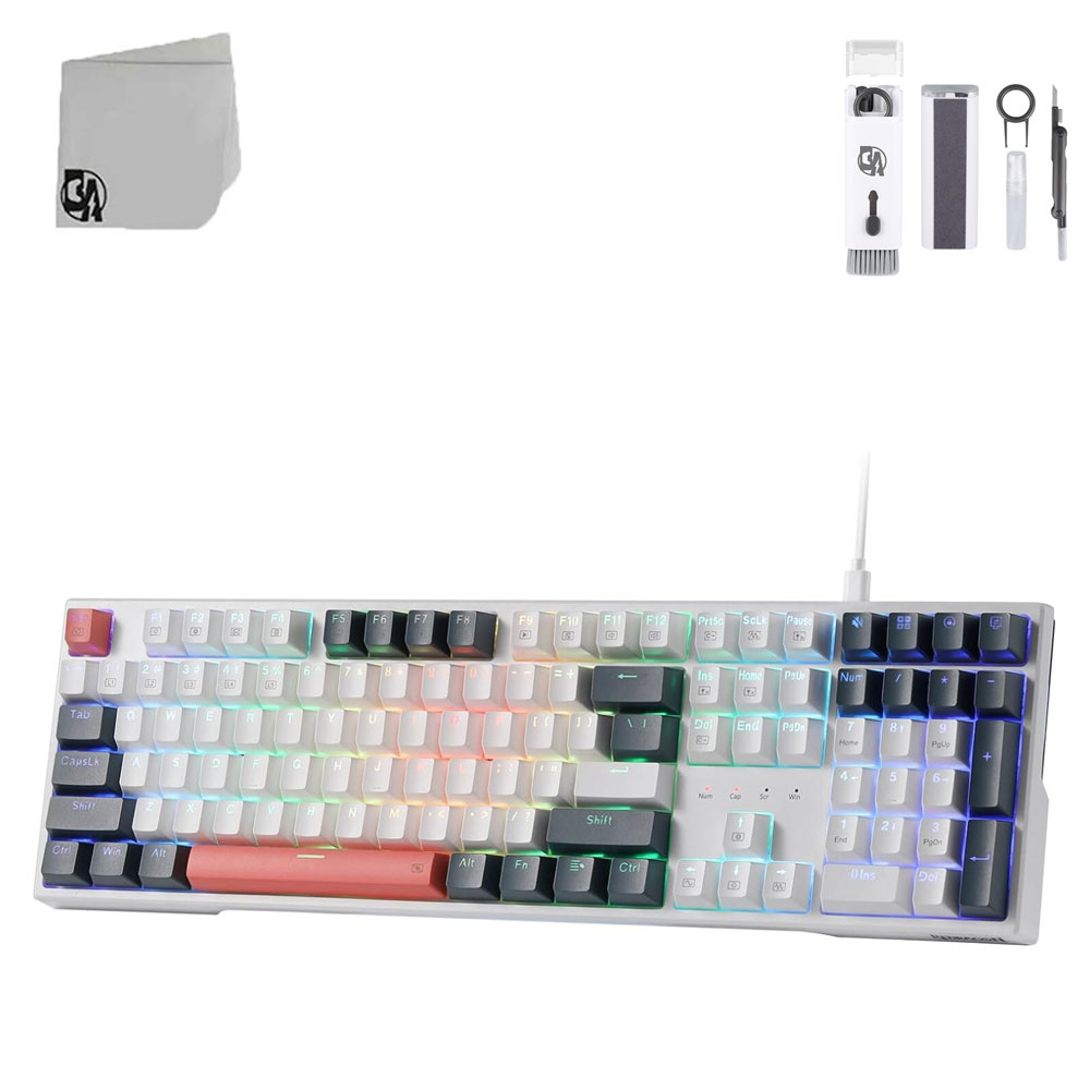 K668 RGB Gaming Keyboard, 104 Keys + Extra 4 Hotkeys Wired Mechanical ...