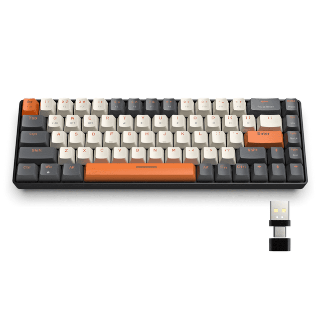 K68 Wireless Mechanical Computer Keyboard, 68 Keys, Bluetooth 5.0/2.4GHz, Red Switch, Hot ...
