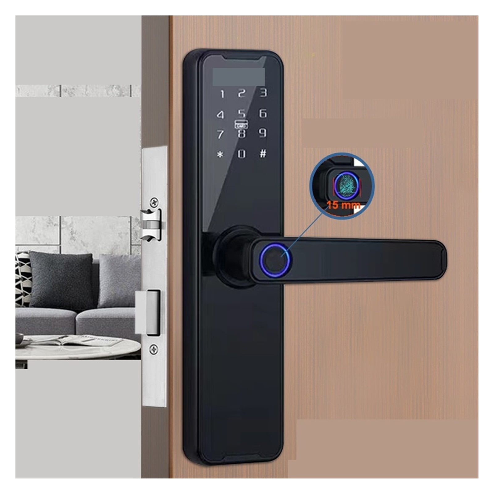 K7 Pro Biometric Fingerprint Door Lock Black Smart Lock Tuya App Remote ...