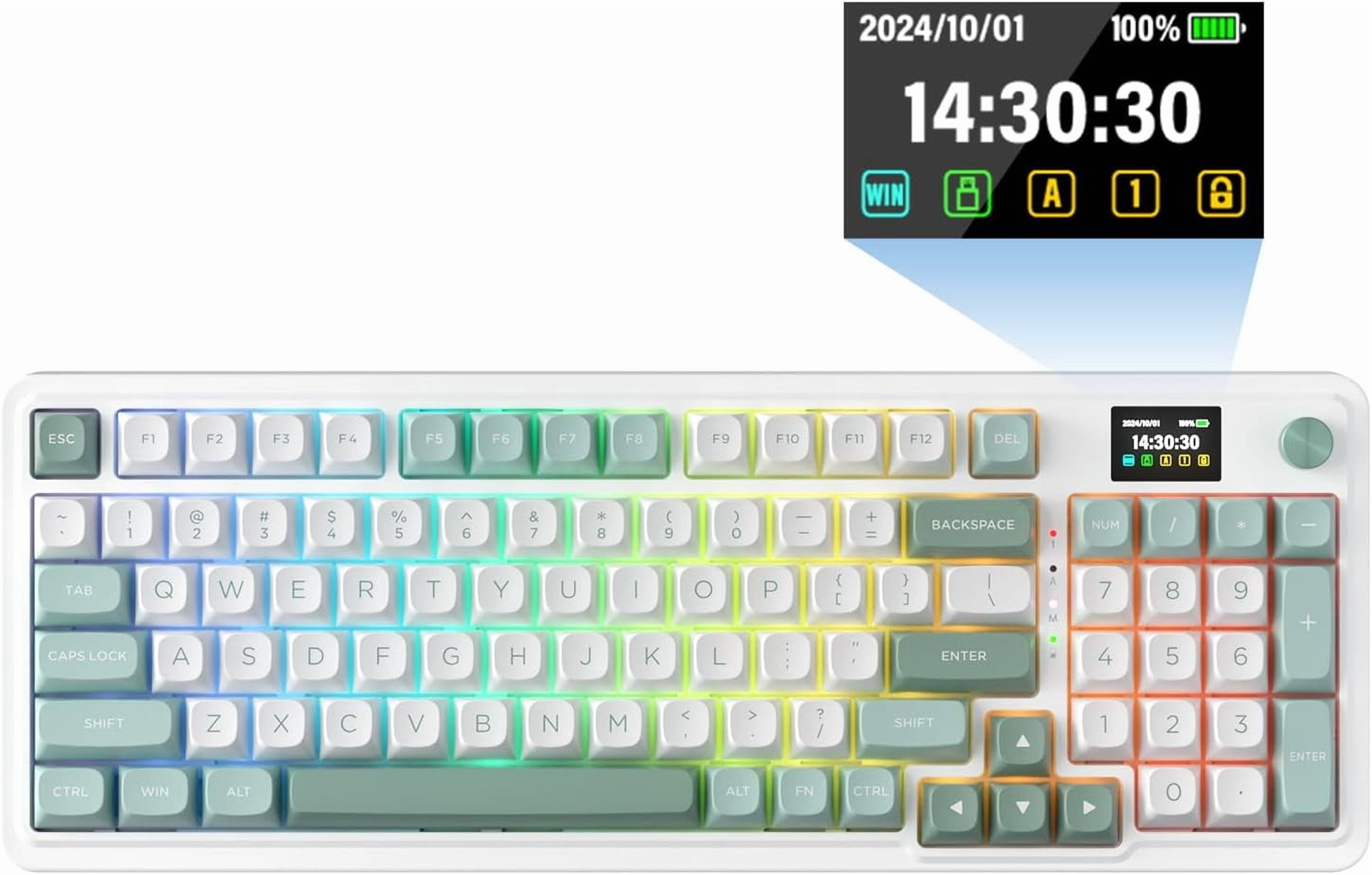 K719 Wireless Gasket Gaming Keyboard w/Hype Screen & Knob 95 Keys ...