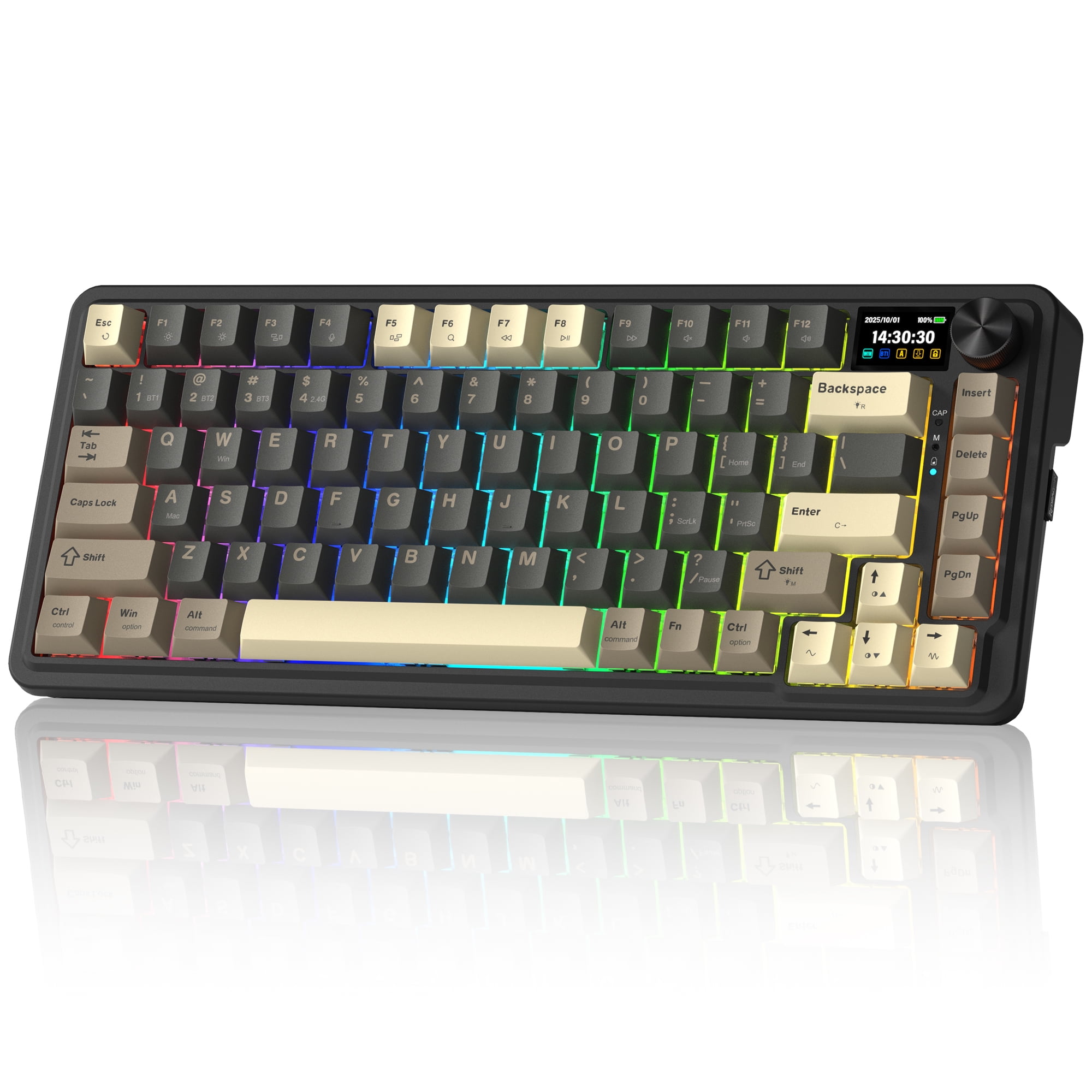 K751 75% Wireless Mechanical Keyboard with Screen & Knob, Tri-Mode Hot ...