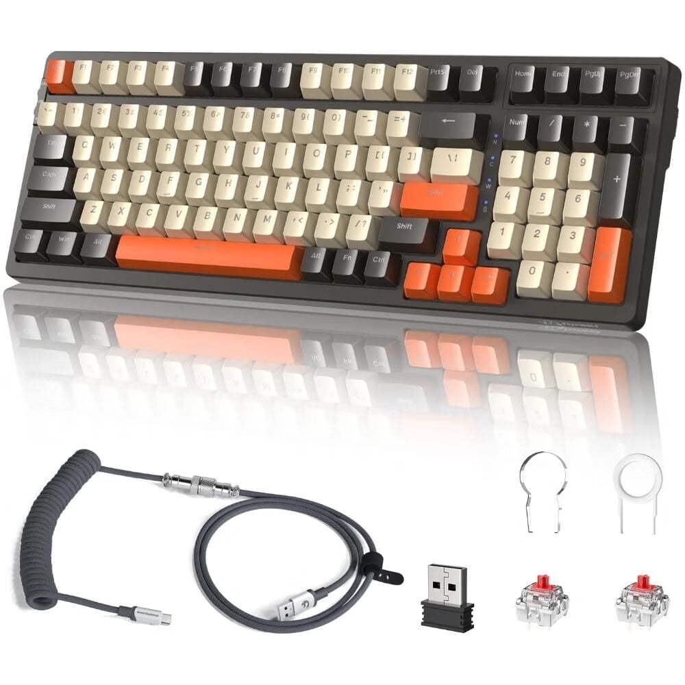 K8 Wireless Mechancial Gaming Keyboard Hot-Swappable with Rainbow Backlit Gasket NKRO Bluetooth5 ...