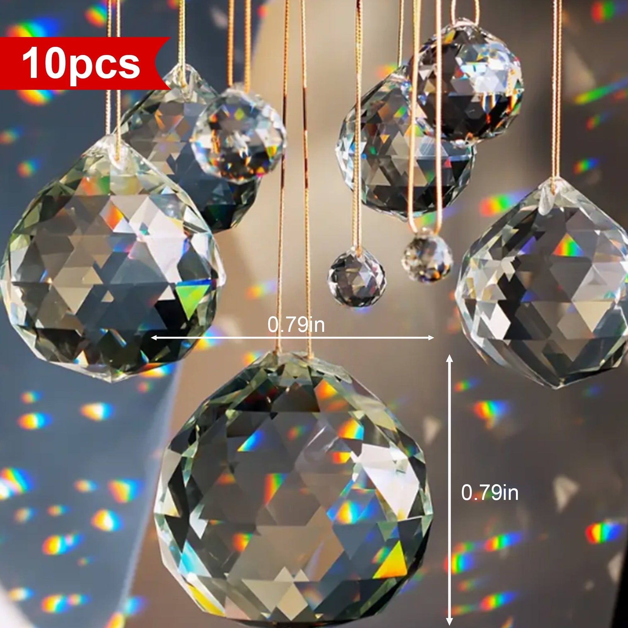 K9 FENG SHUI HANGING CRYSTAL BALL Clear Faceted Sphere Sun Catcher ...