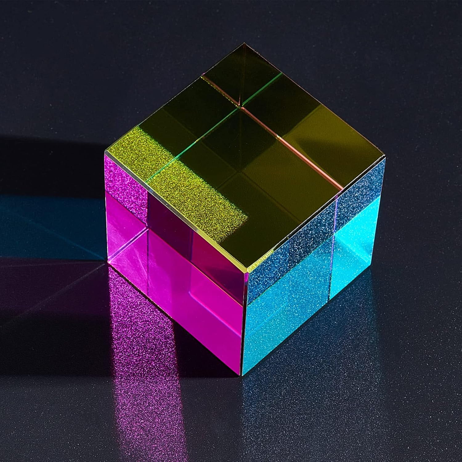 K9 Glass Cube RGB Dispersion Prism Multi-Color Toys for Home Desktop ...