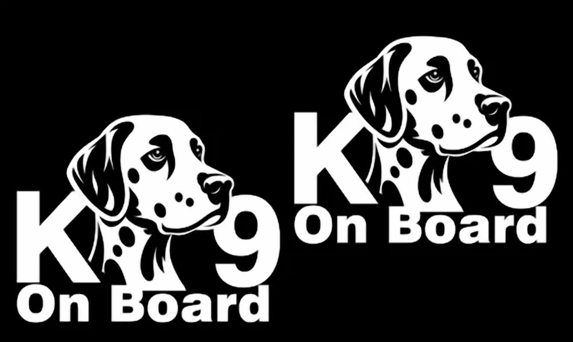 K9 On Board Dalmation Dog Two Pack 6" White Vinyl Decals Car Truck Rv ...