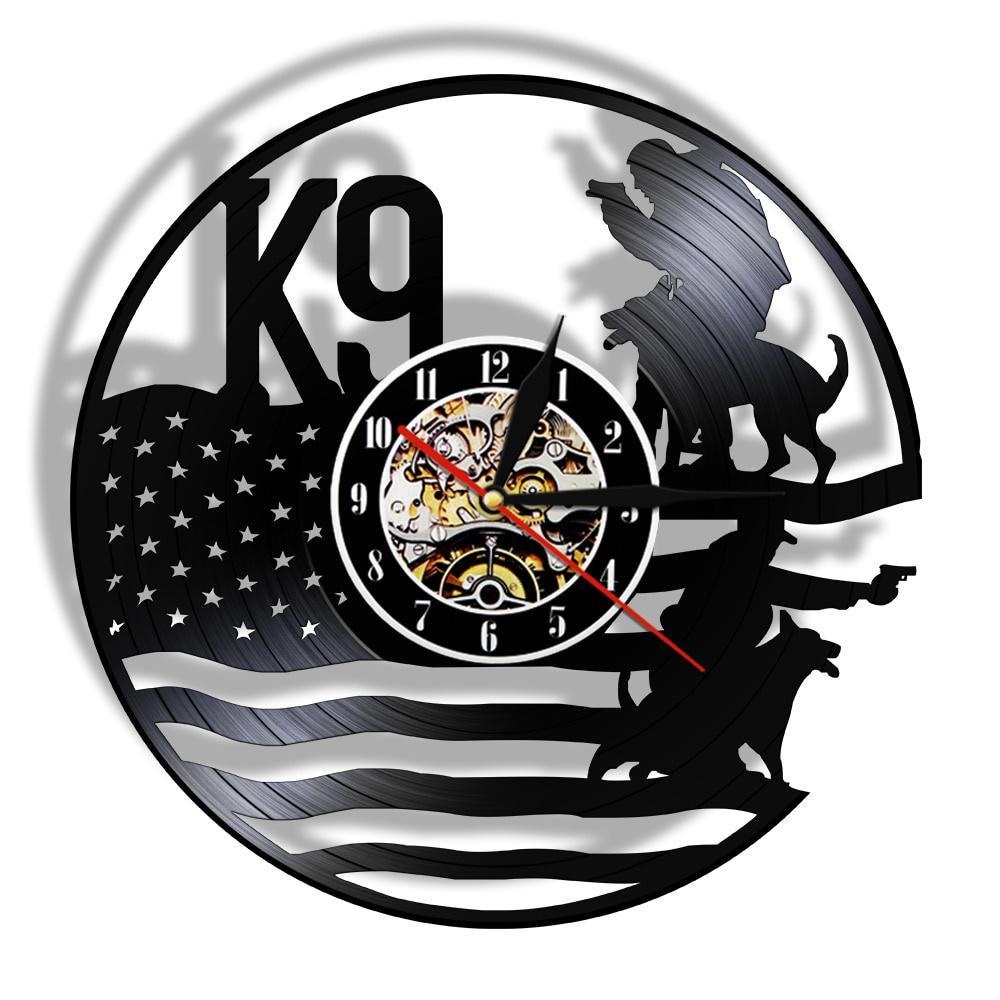 K9 Police And Military Dog Art Decoraitve 3D Wall Clock Watch Laser Cut ...