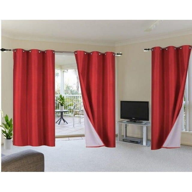 K92 Drapes for Living Room 1 Panel Red Blackout Thick Large Window ...