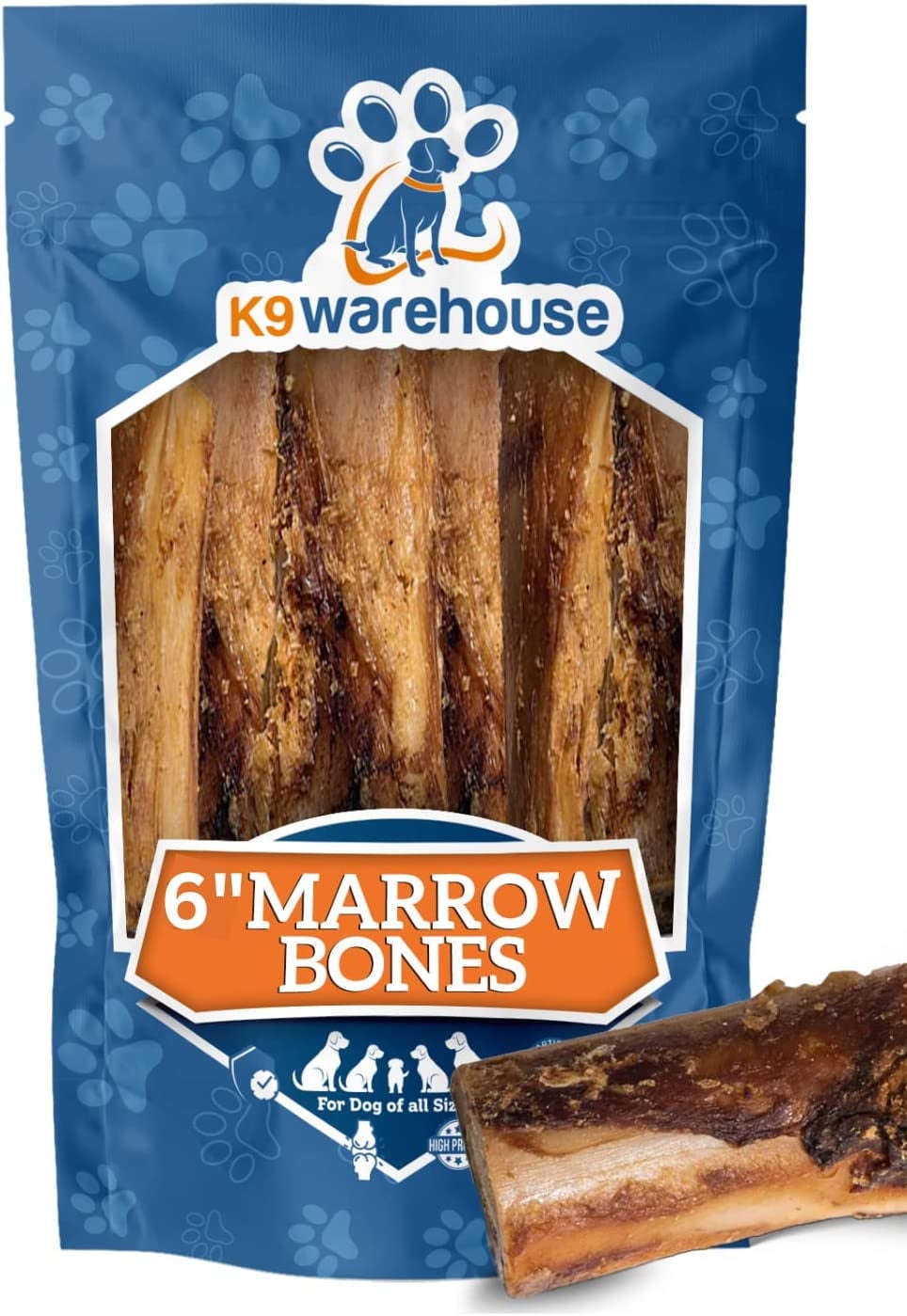 K9warehouse Natural Healthy Beef Marrow Bones, 5-6 inch(6 Count ...