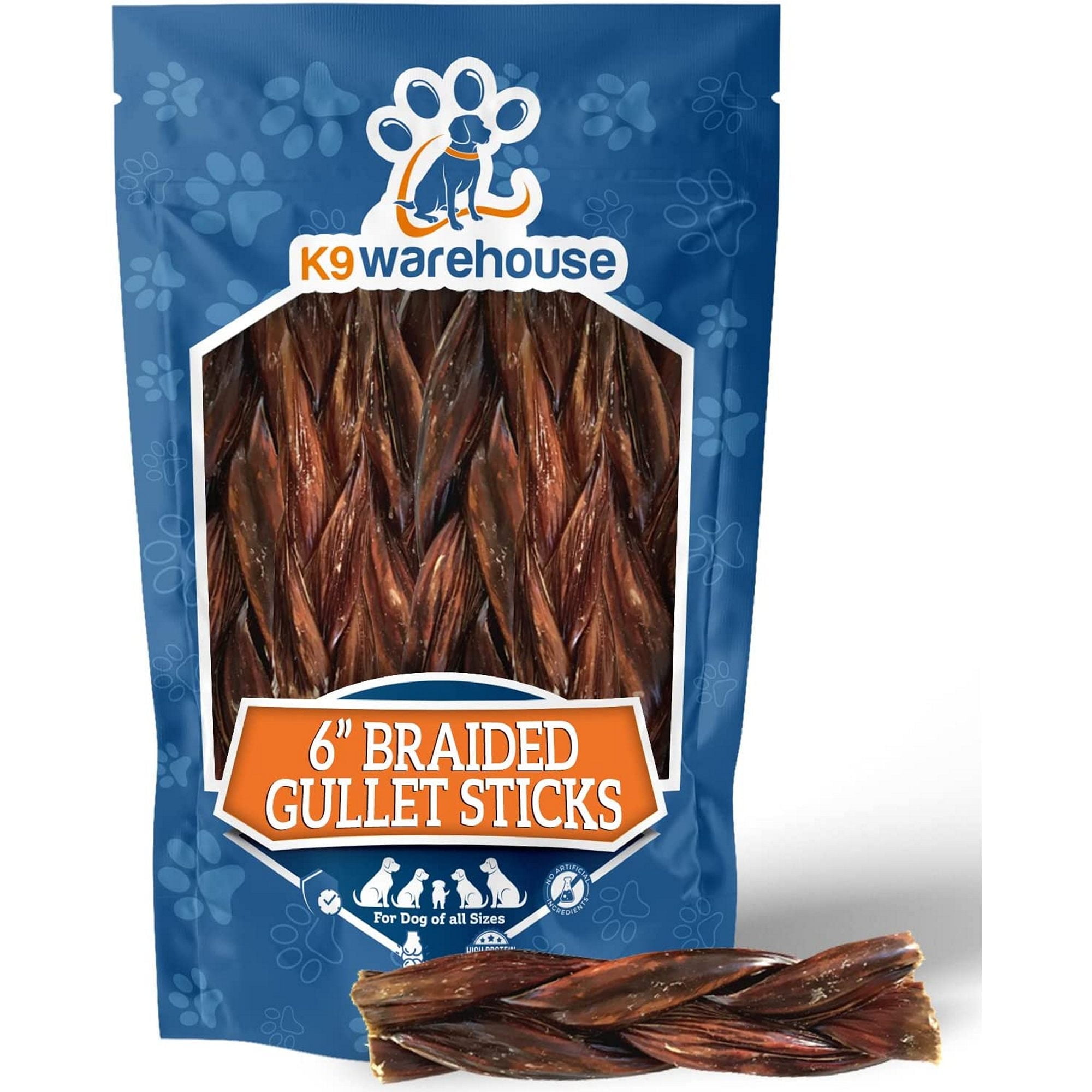 K9warehouse- Premium Braided Gullet Sticks- 6 inch(6 Count,40-70g ...