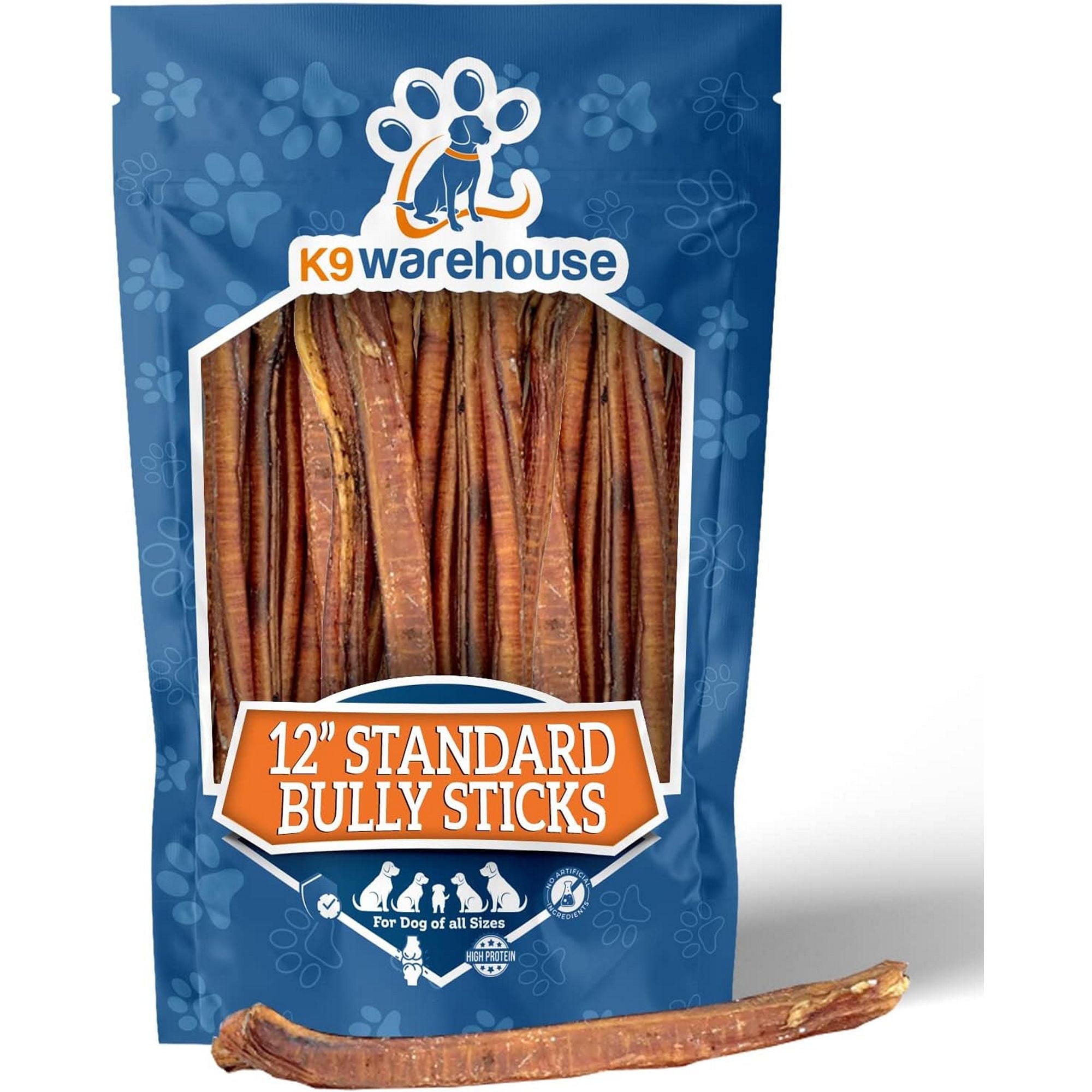 K9warehouse Premium Grass-Fed Beef Bully Stick Chews for Dogs - 12 inch ...