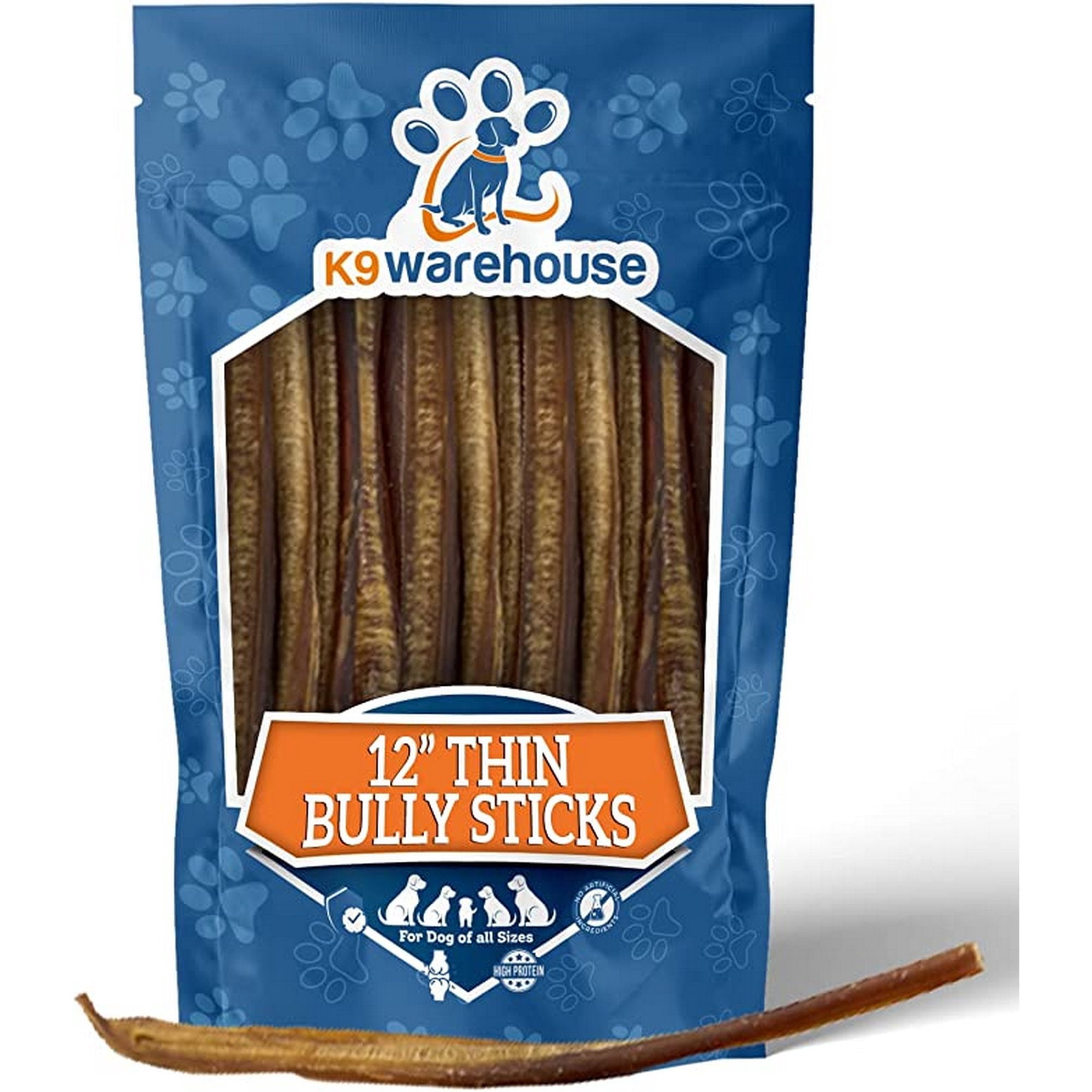 K9warehouse - Thin Bully Sticks | 12 Inch (25 Count, 15-30g) | Natural ...