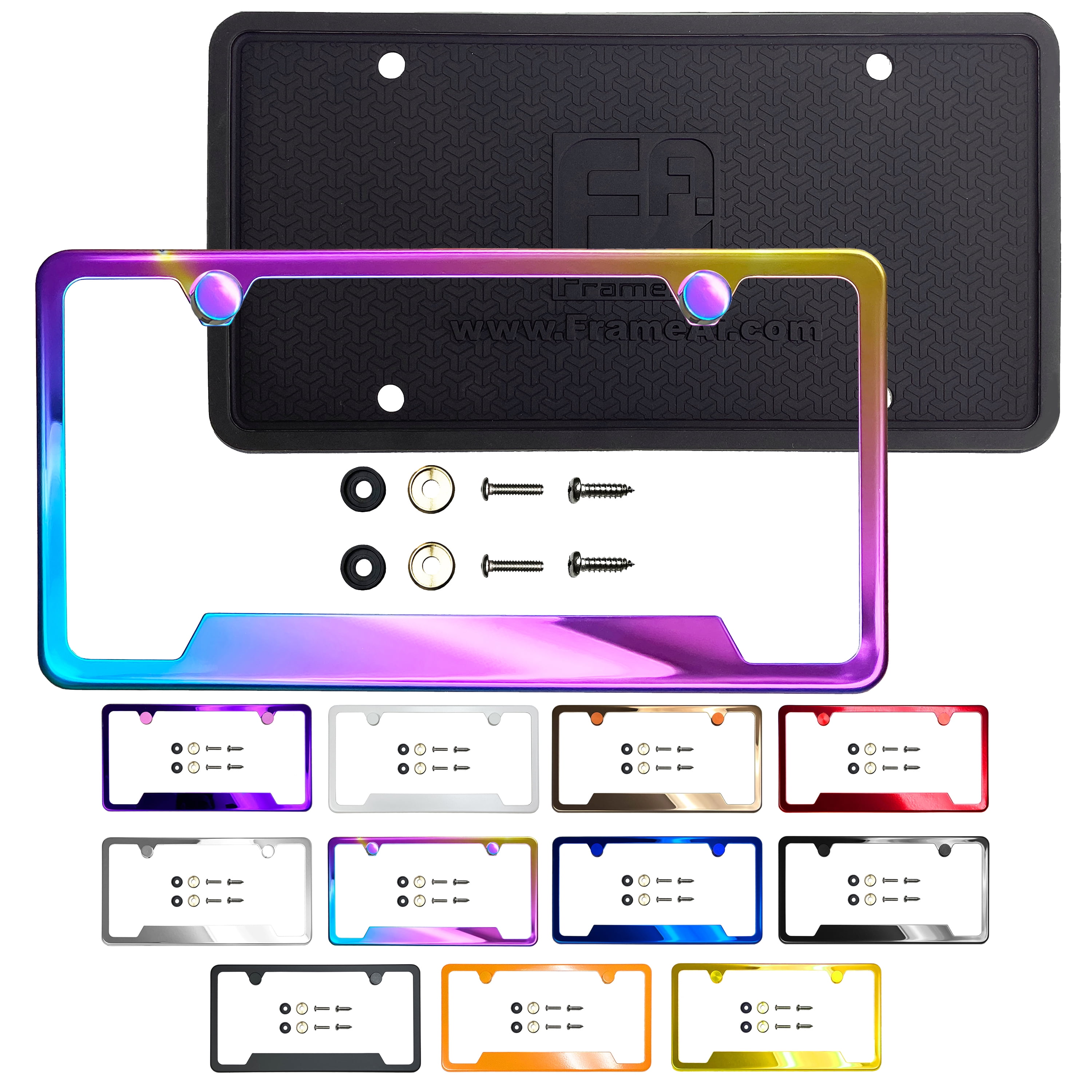 KA Depot Silicone Back Guard Bottom Cut Out License Plate Holder Neon ...