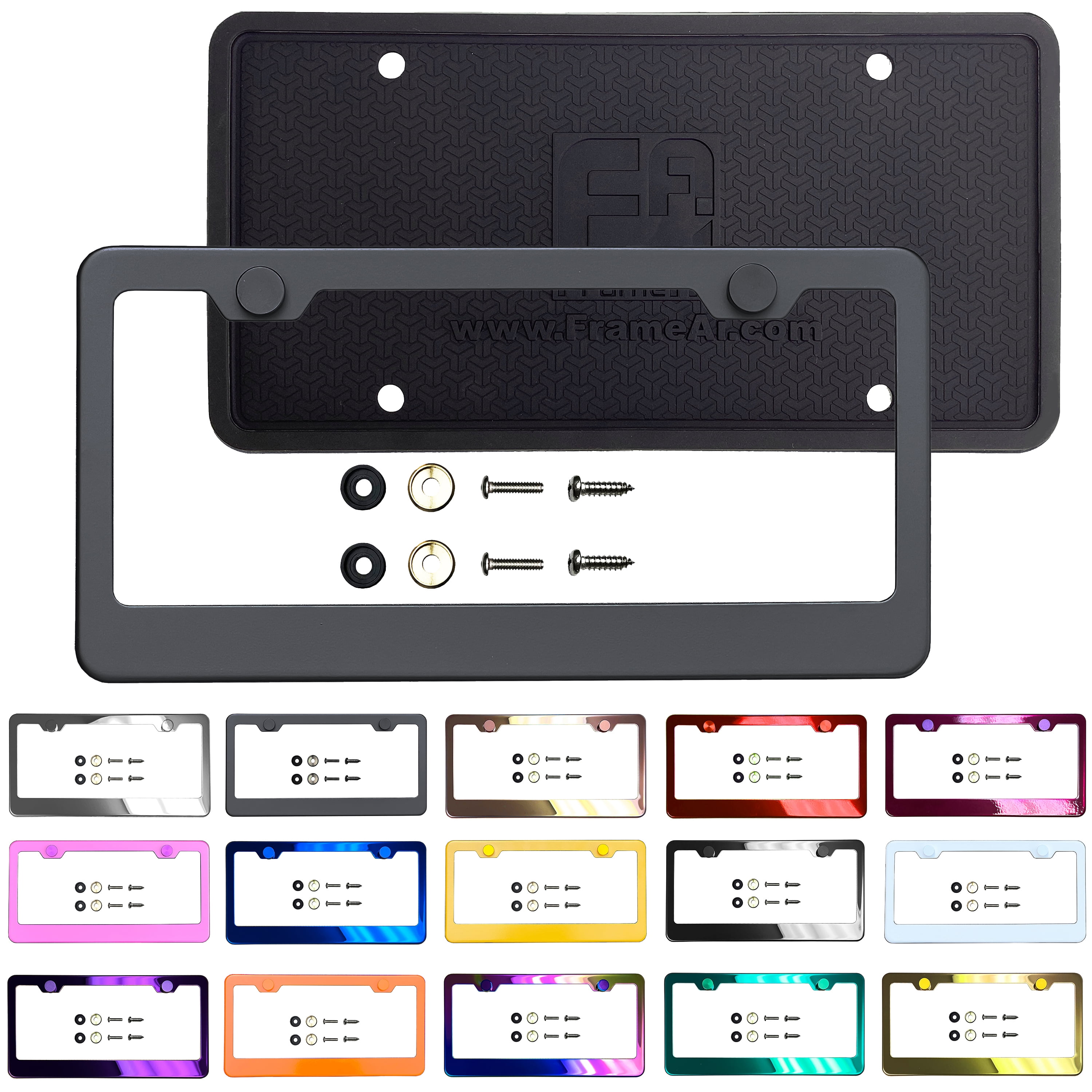 KA Depot Silicone Back Guard License Plate Holder Matte Flat Black ...