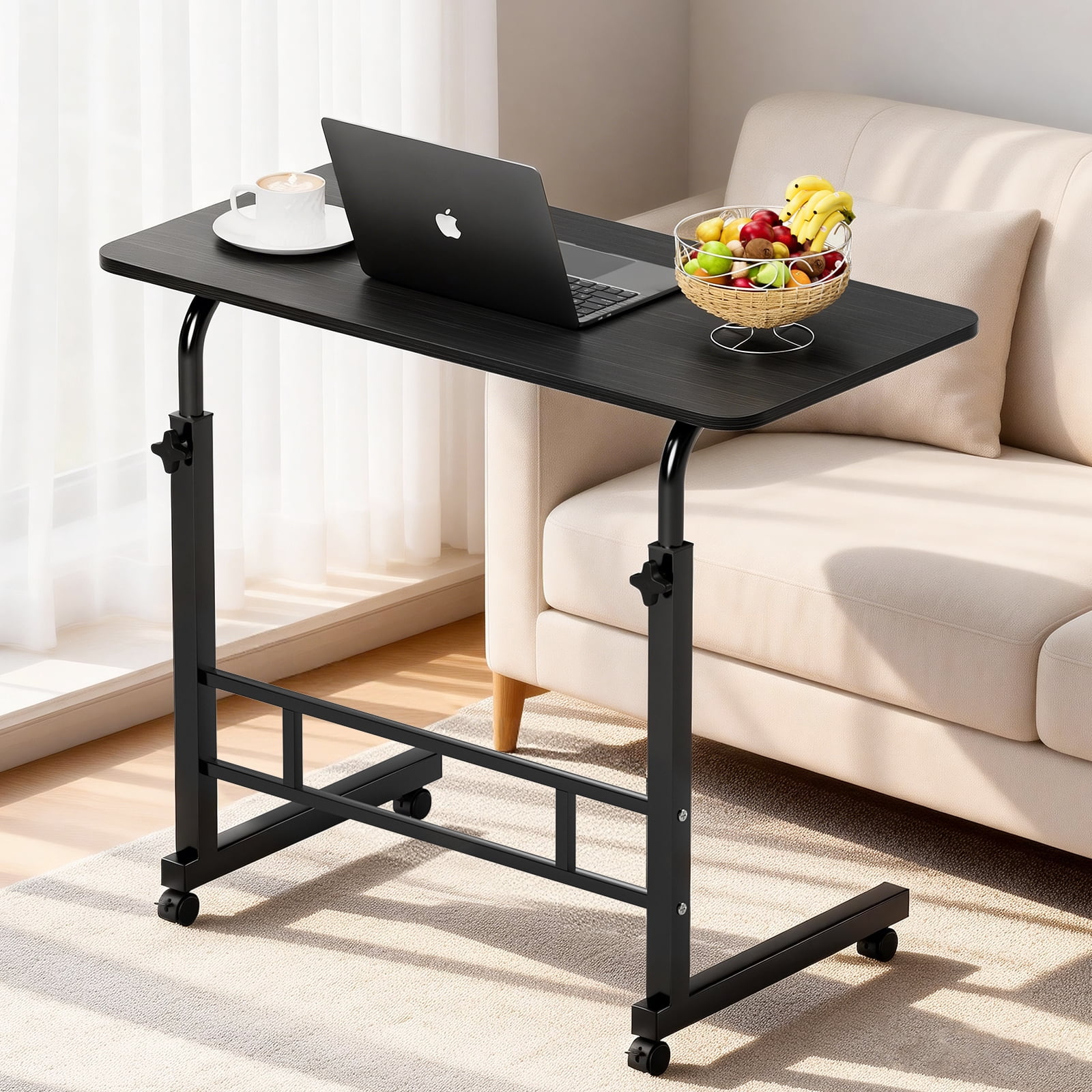 KAAYEE 31.5in C Shaped End Table with Wheels,36" Tall Side Table for ...