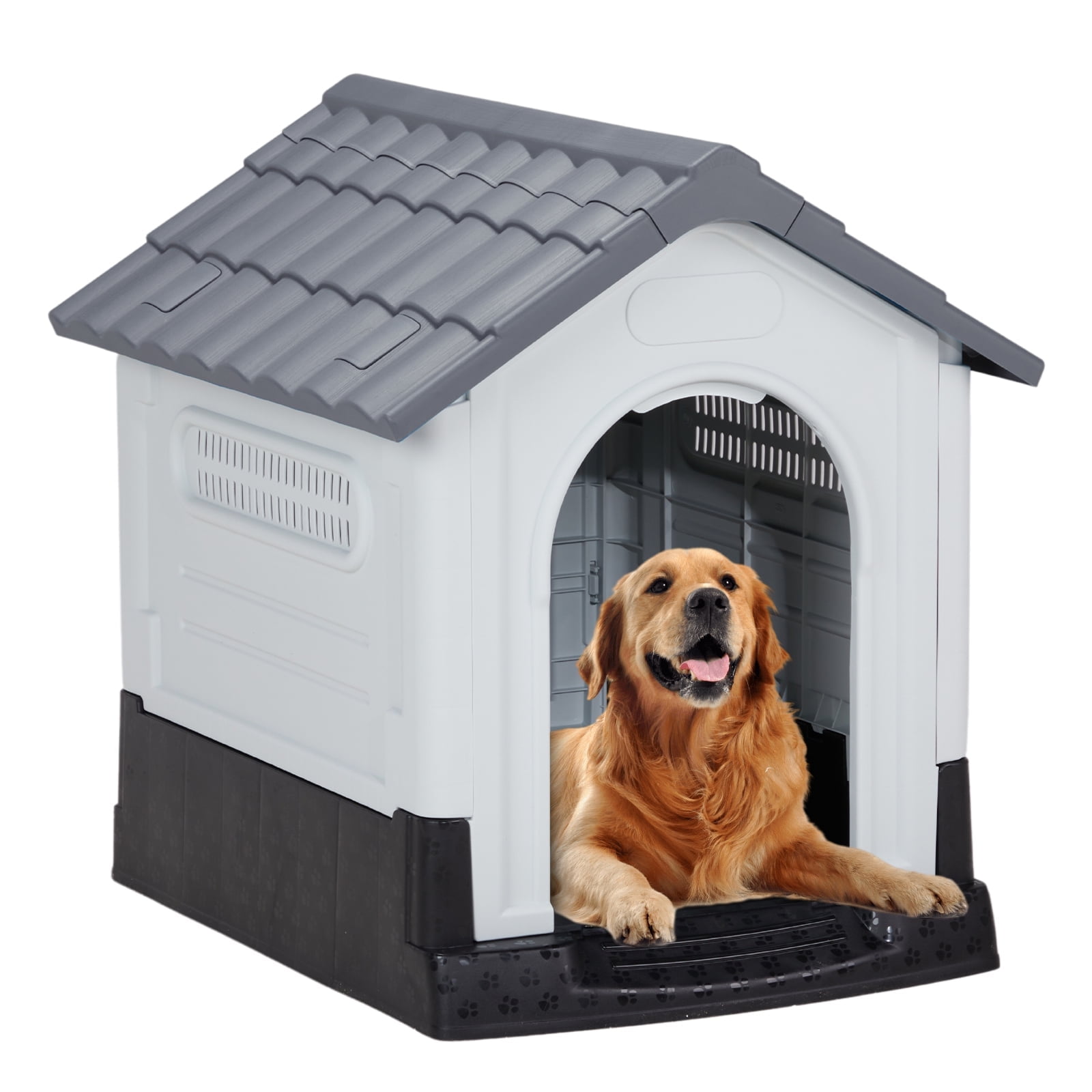 KAAYEE 33inch Large Plastic Dog House with Air Vents and Elevated Floor ...