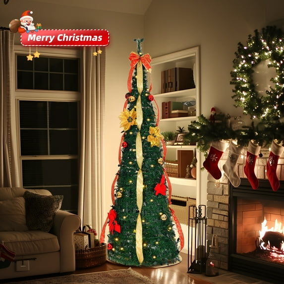 KAAYEE 4ft Pop Up Pre Lit Artificial Christmas Tree with Remote Control ...