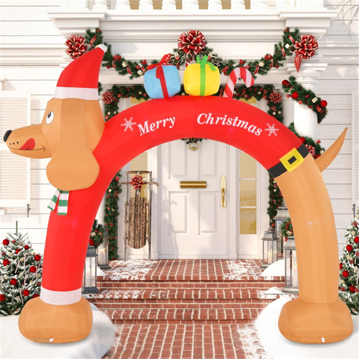 KAAYEE 8 FT Lighted Inflatable Christmas Dachshund Arch,Blow Up ...