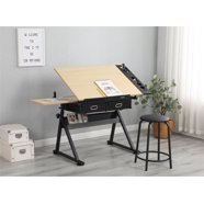 Easyfashion Adjustable Drafting Table with Stool, Wood - Walmart.com