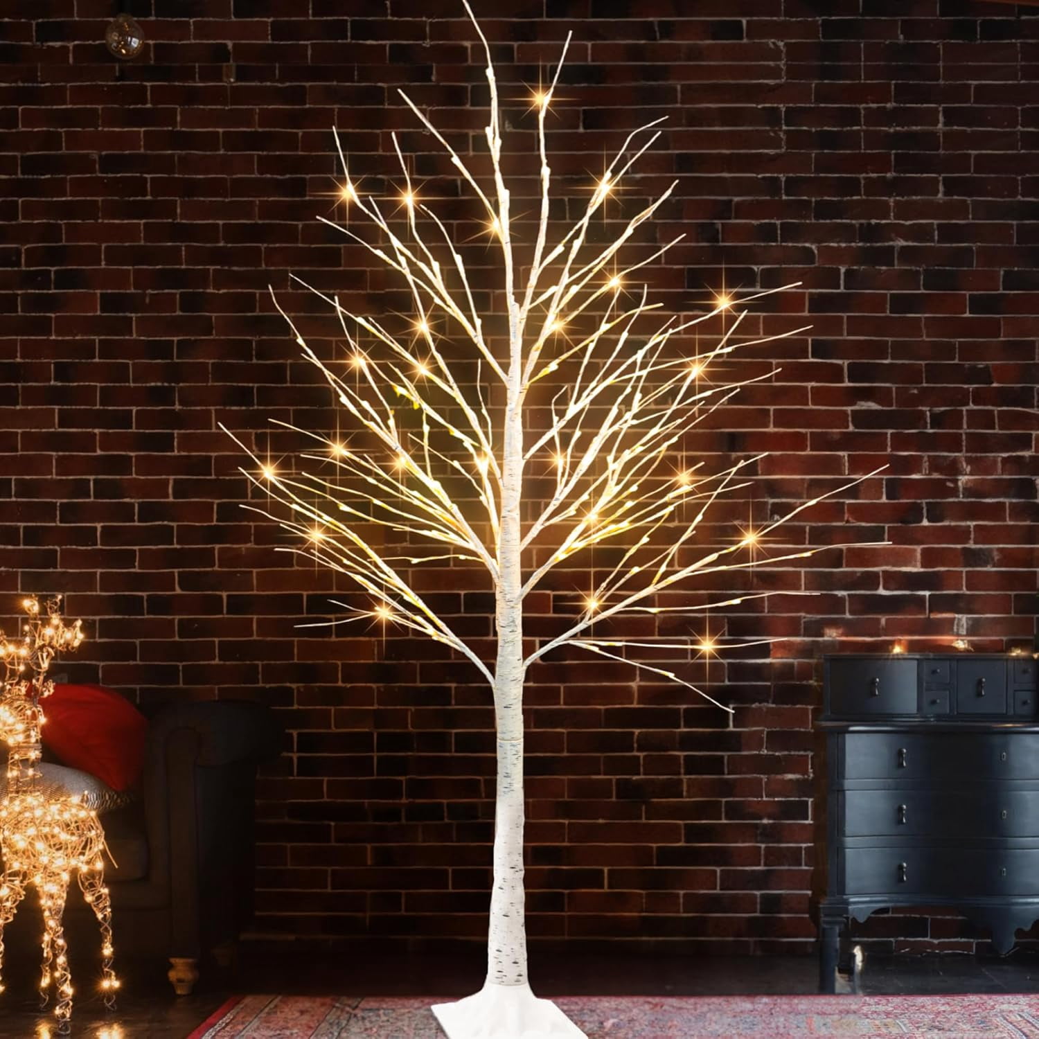 KAAYEE Bright Lighted Tree,6 Ft Birch Tree with Fairy Lights for ...