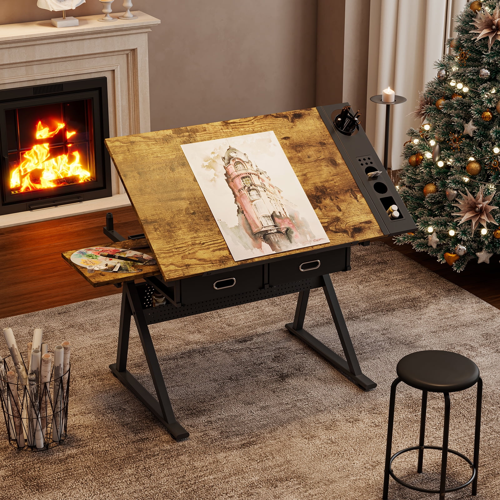 KAAYEE Drafting Table,27"-35.8"Height Adjustable Art Desk Drawing Table ...