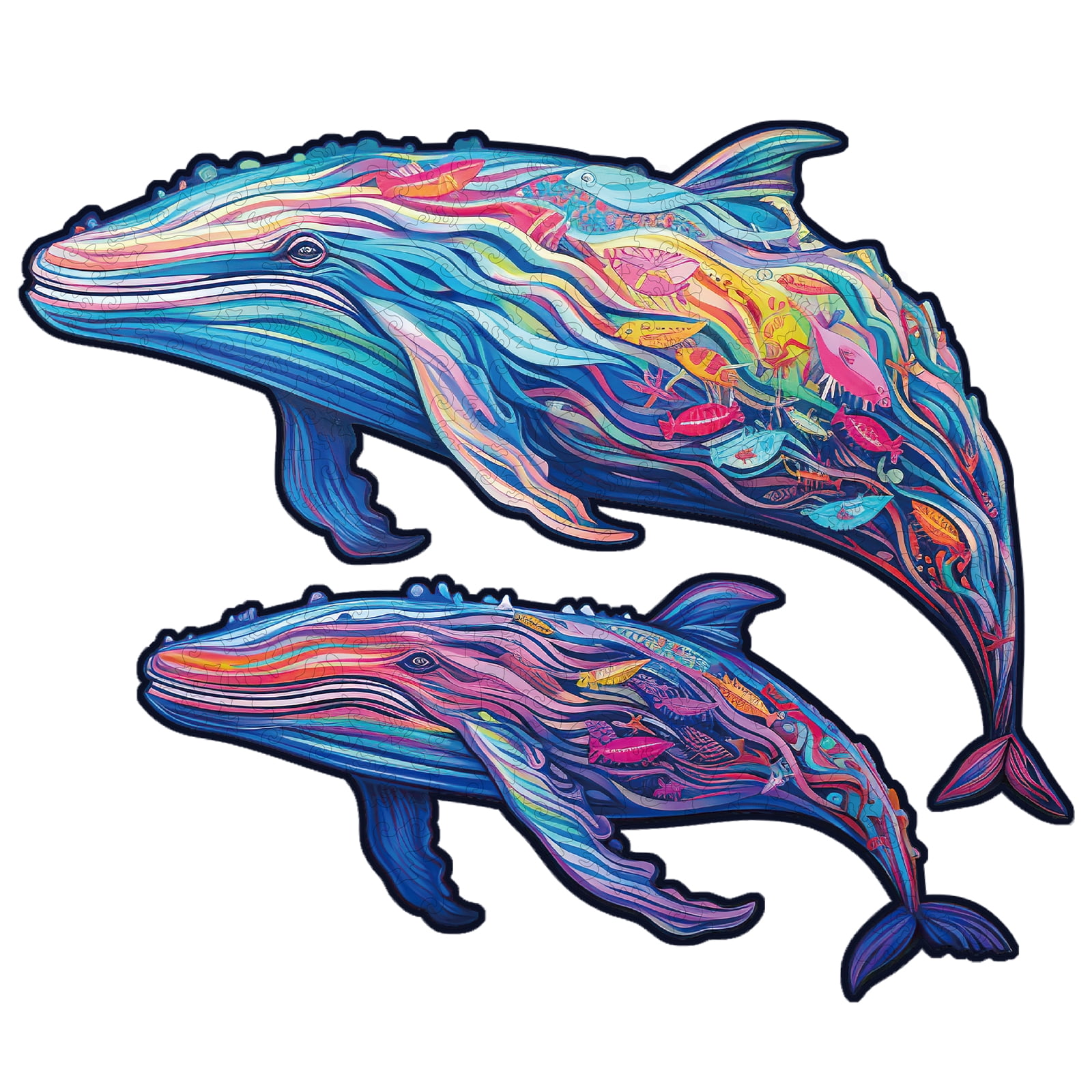 KAAYEE Wooden Jigsaw Puzzles - Beautiful Whales Unique Shape Jigsaw Puzzles Best Gift for Adults ...