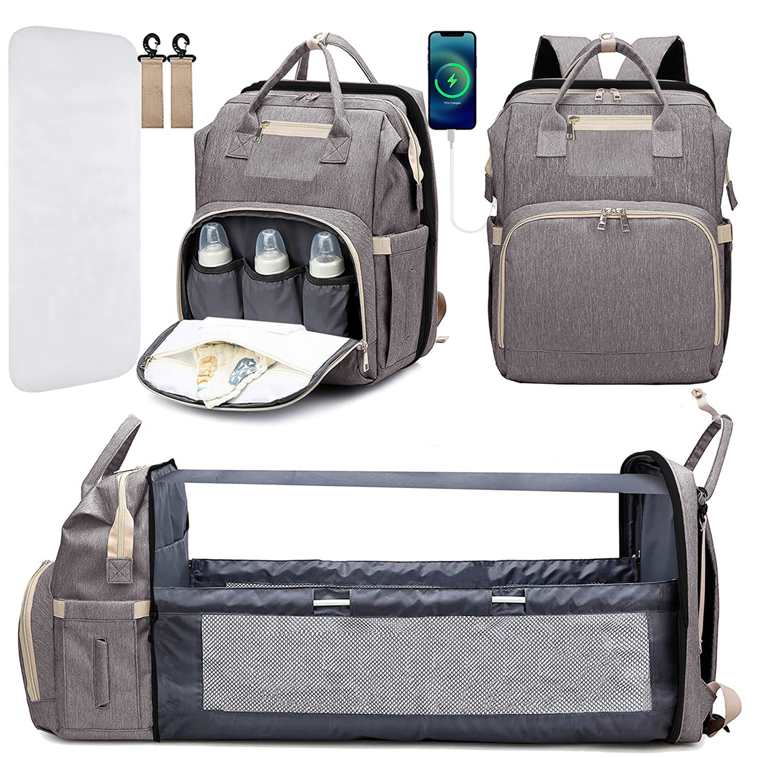Kalencom L.A. Diaper Bag in Medallion Gray - Walmart.com