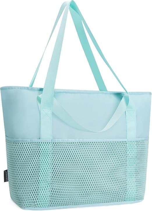 KABAQOO Large Beach Bag Waterproof Sandproof Tote Bag for Women with ...