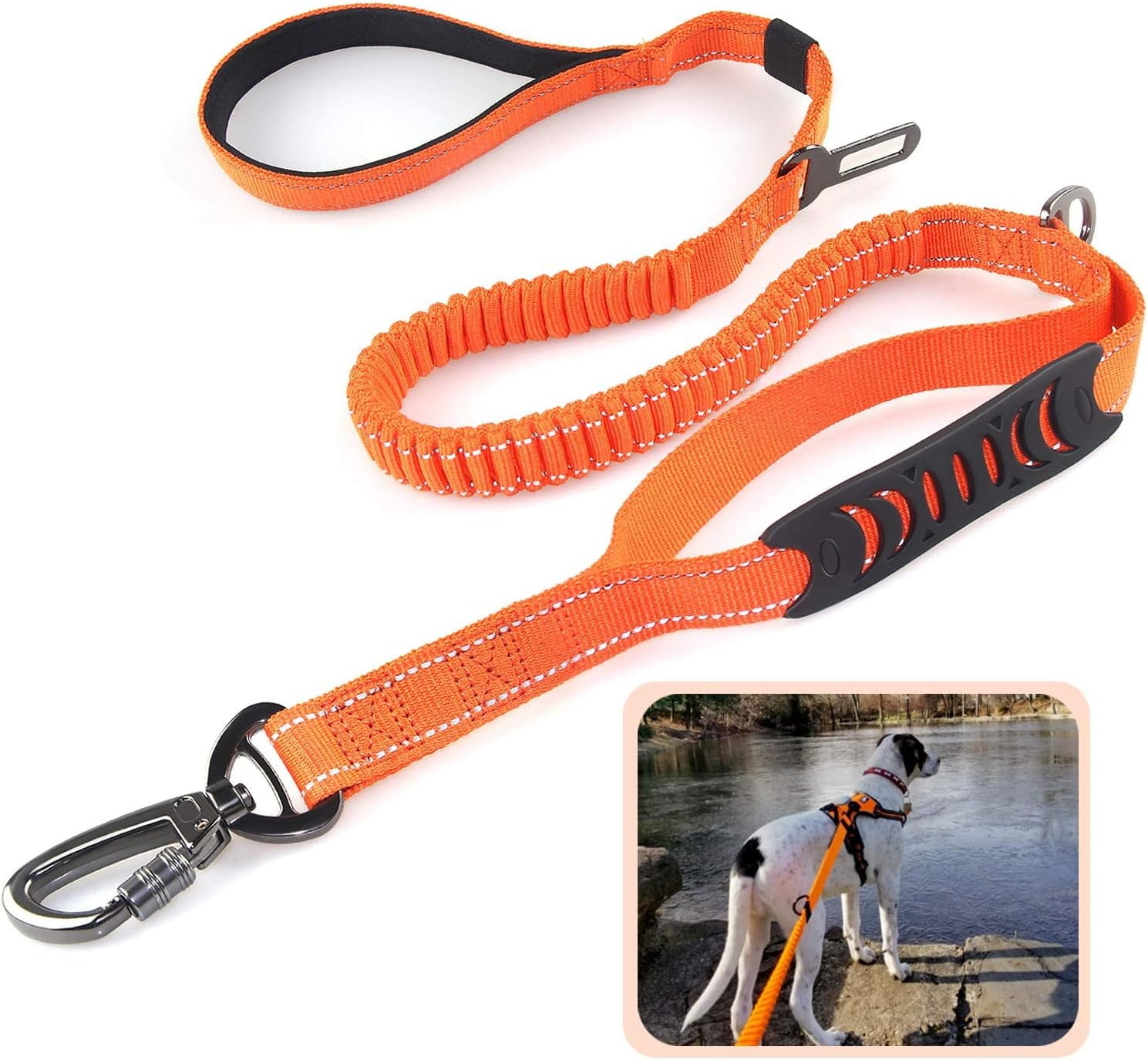 Walmart Heavy Duty Dog Leash, 4-6FT Bungee, Double Frog Clip, 2 Handles ...