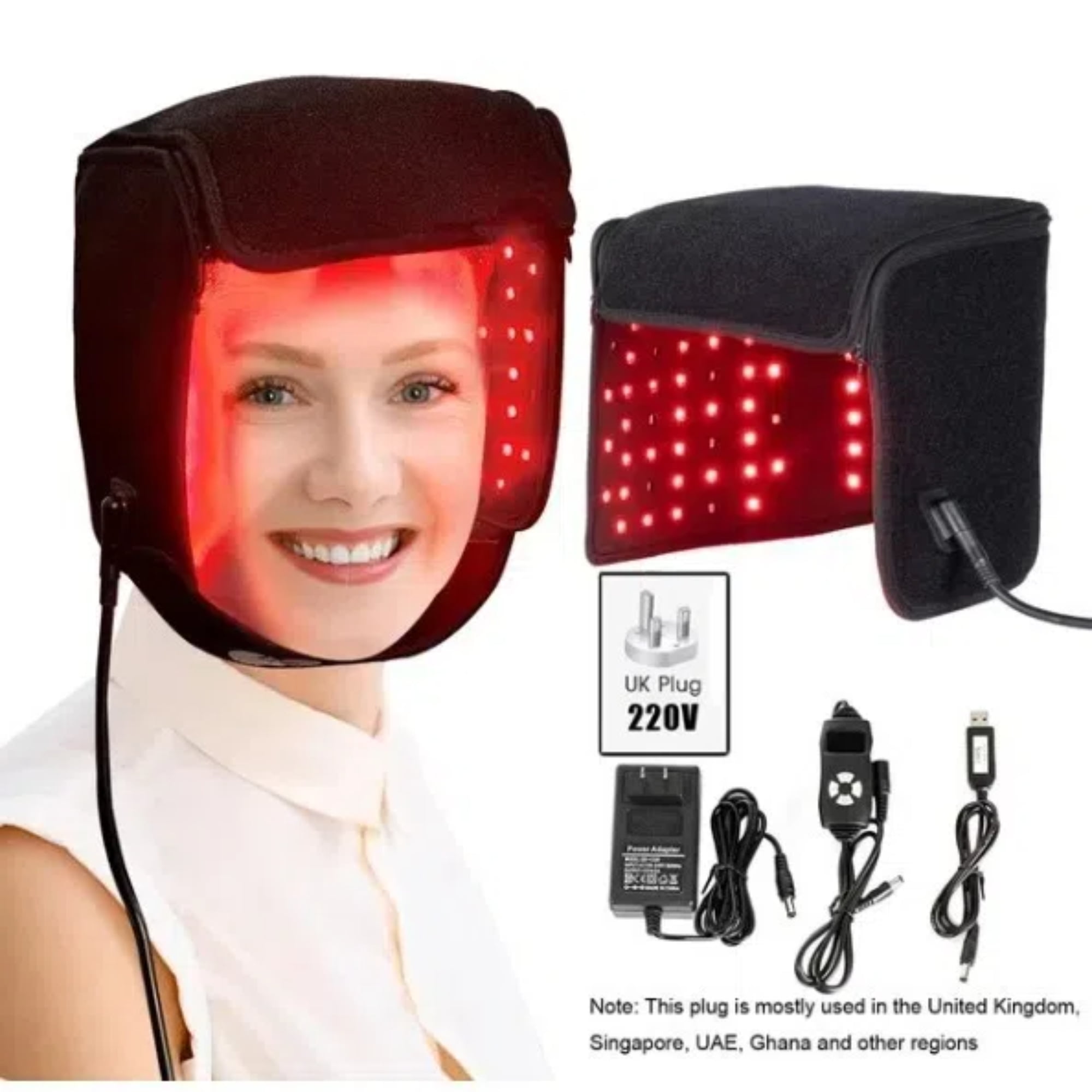 KABB LED Red Light Therapy Helmet Hair Growth Hat Red & Infrared Light ...