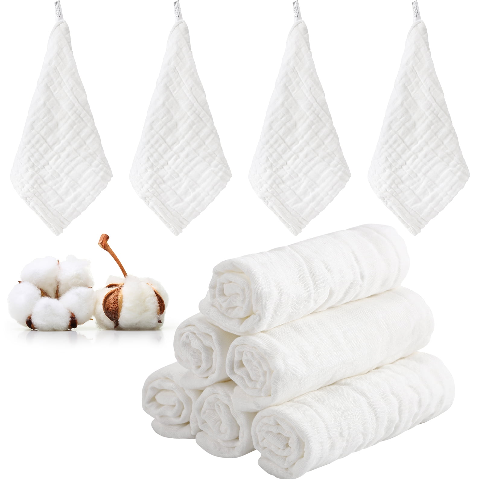 KABOER 10 Pack Muslin Baby Burp Cloths, 9.84"x 9.84" Cotton Burp Rags ...