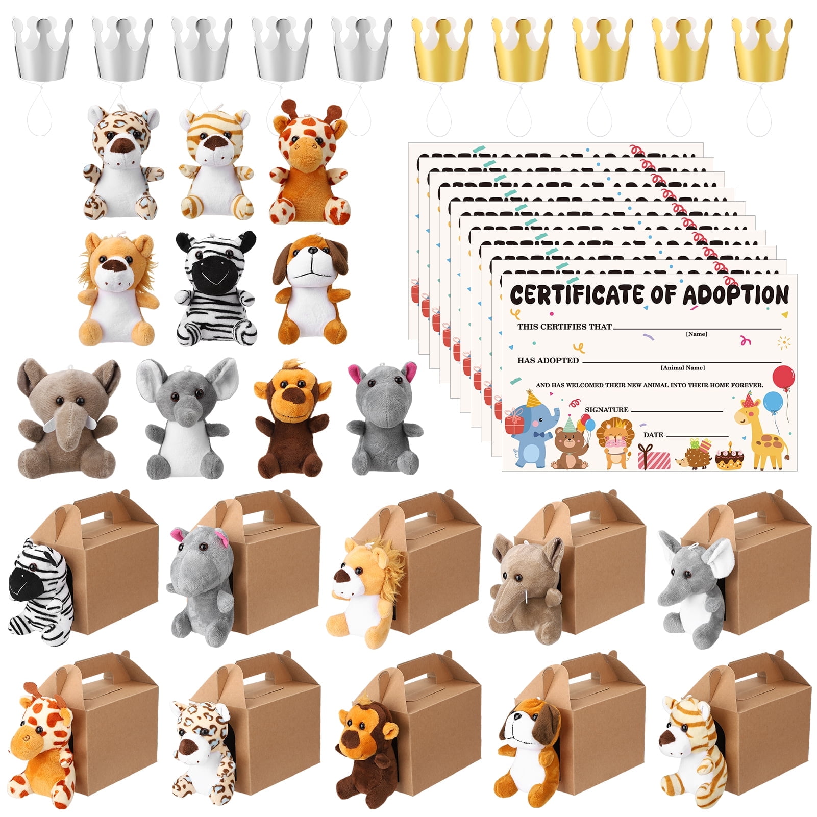 KABOER 40 Pcs Adopt A Pet Party Favor Set, Mini Stuffed Animal Toys ...