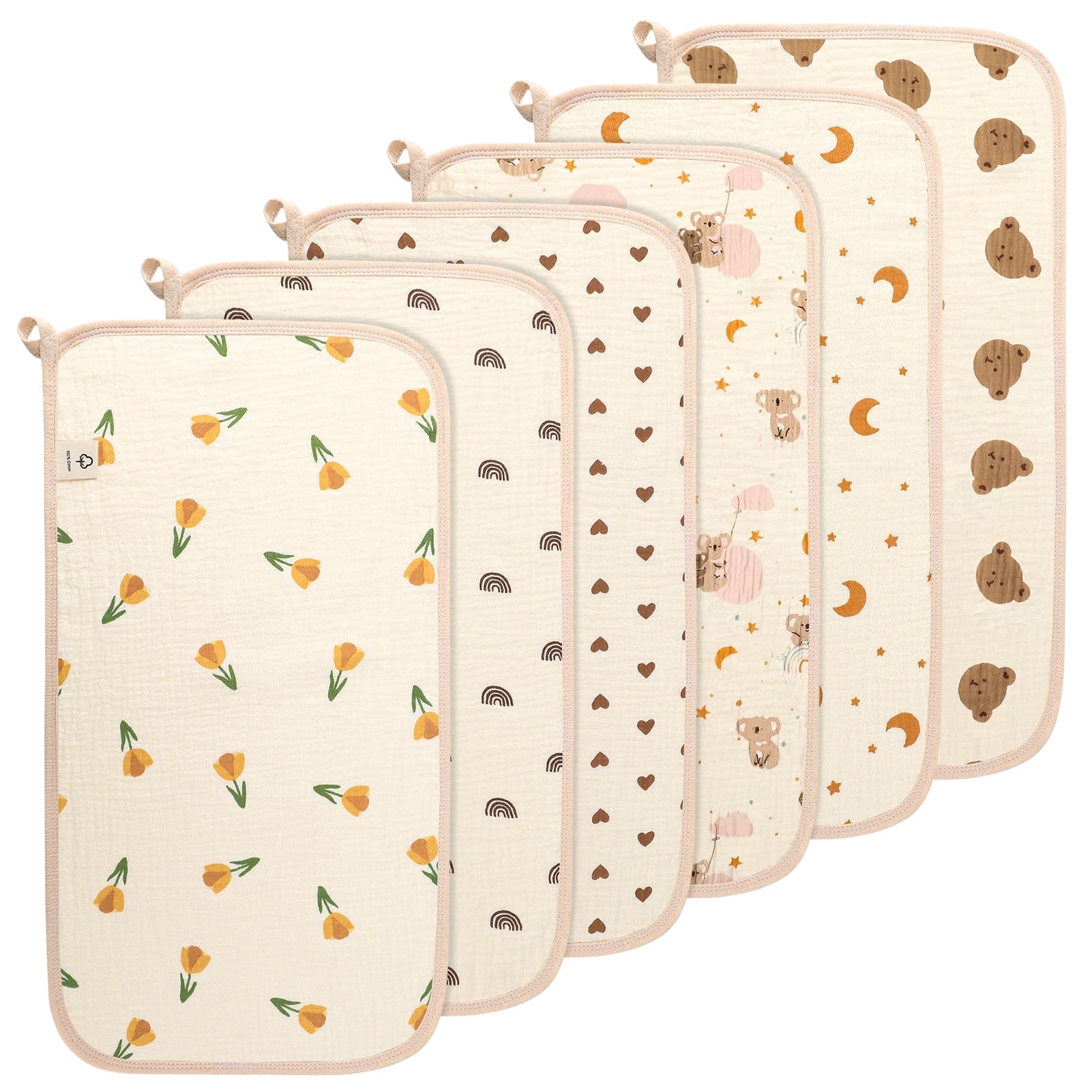 KABOER 6 Pack Large Muslin Burp Cloths for Baby, 20