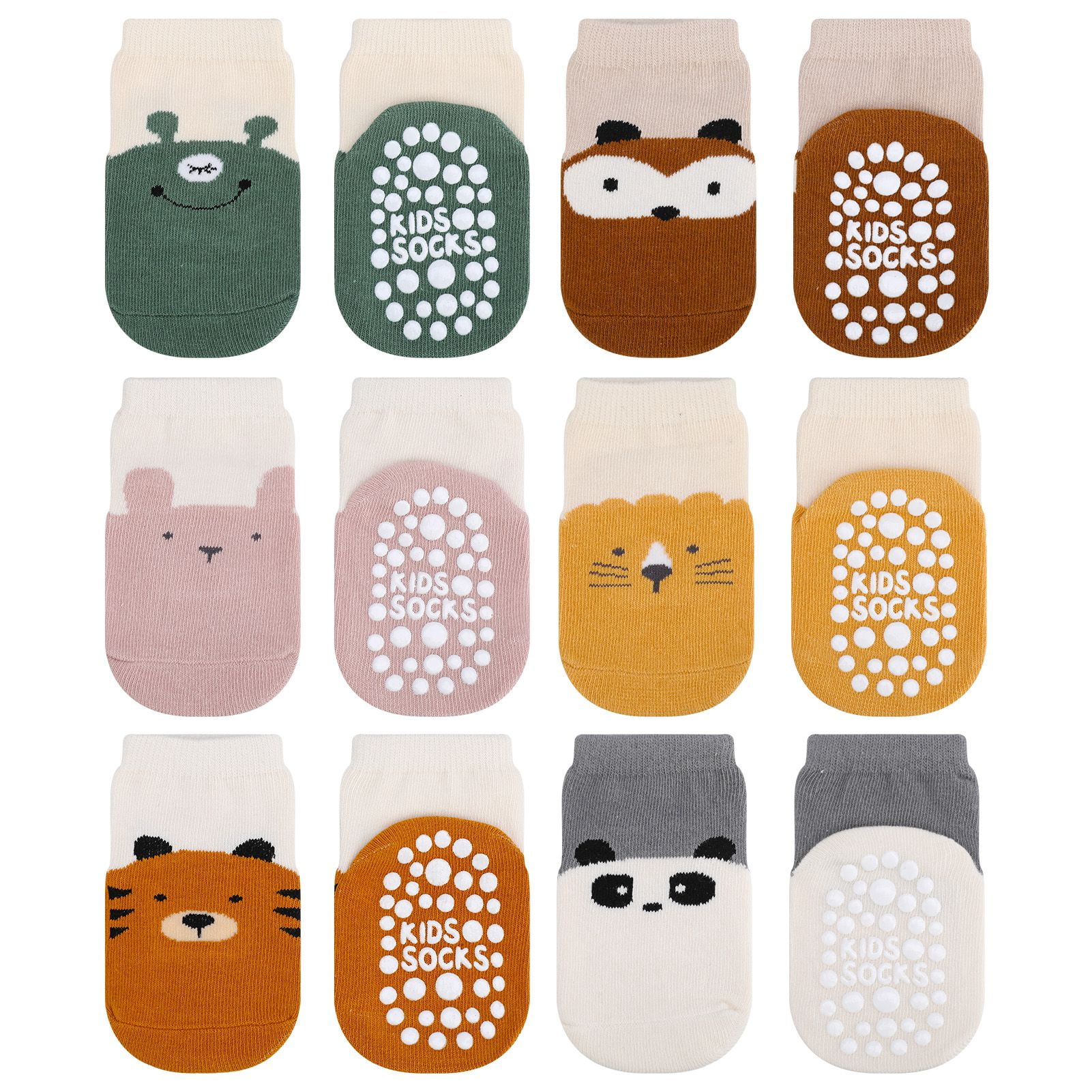 KABOER 6 Pairs Baby Non-Slip Socks, Soft Anti-Skid Socks with Animal ...