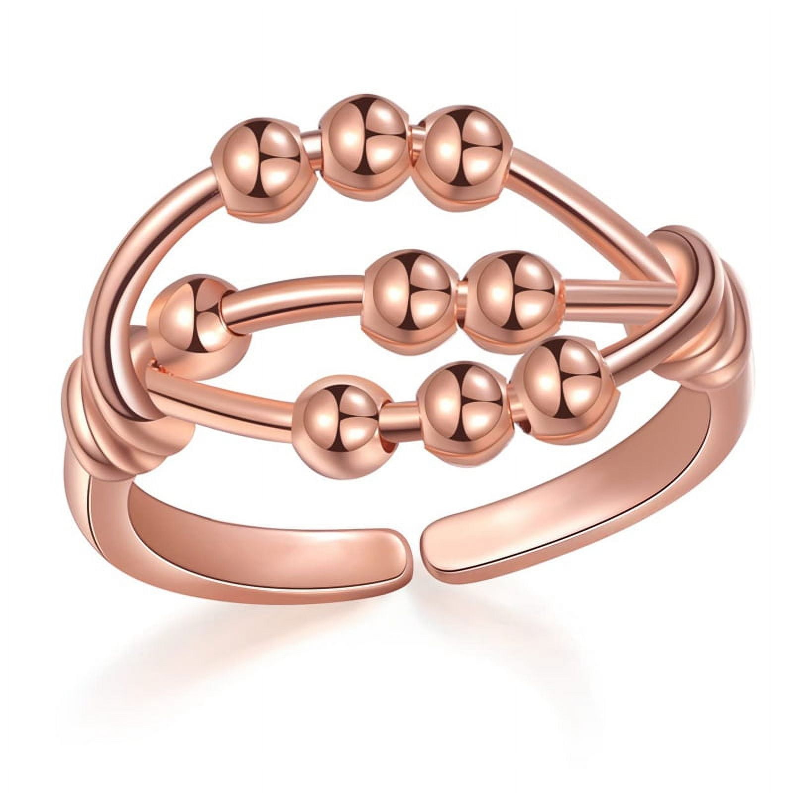 KABOER 925 Sterling Silver Ladies Men's Anxiety Ring, Fidget Bead Ring ...